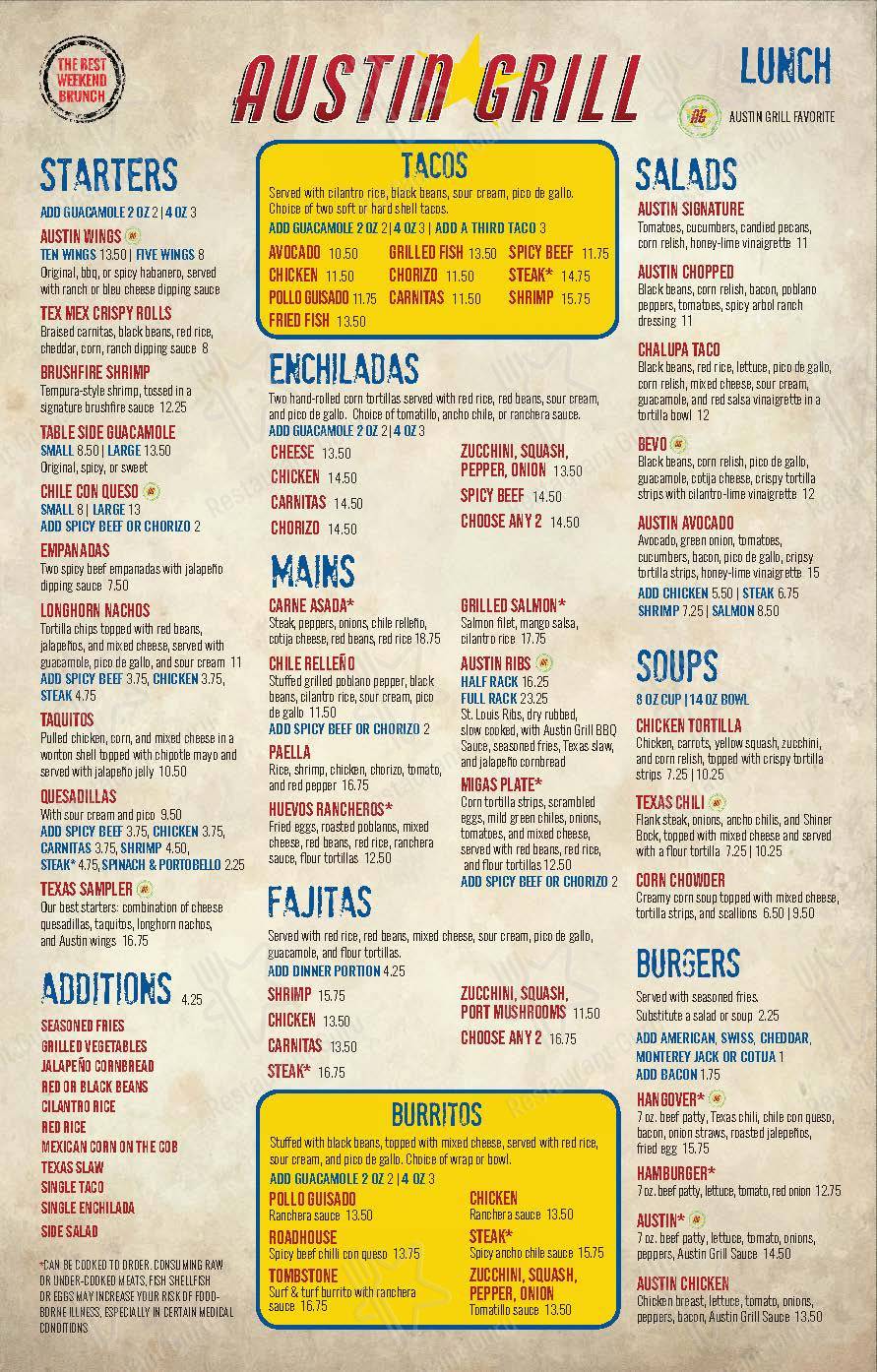 Austin grill springfield menu store