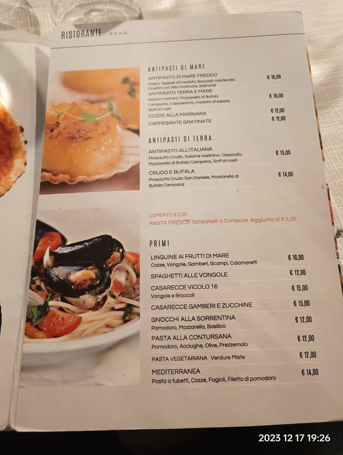 Menu da Vicolo 16 ristorante, Aviano