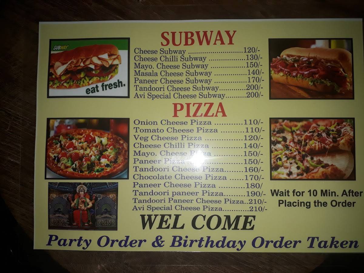 Menu at Avinash sandwich Corner, Mumbai