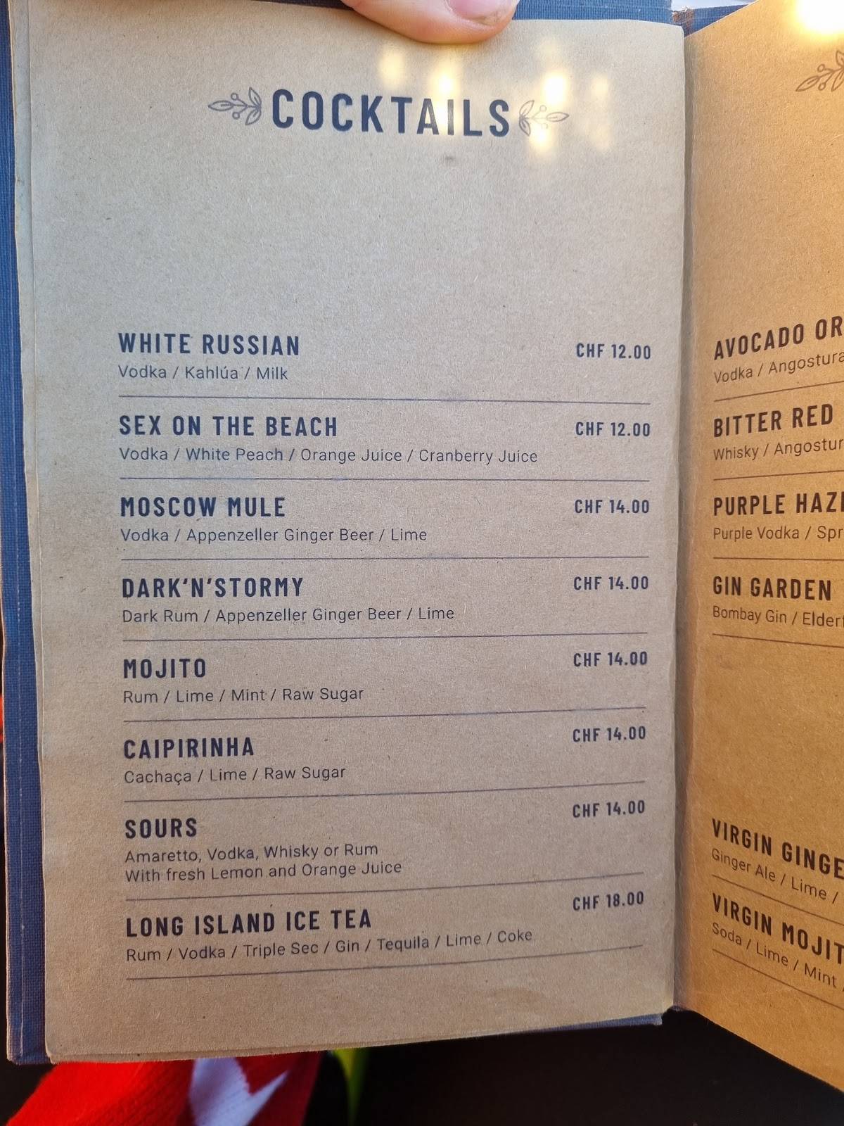 Menu at Avocado Bar Grindelwald, Grindelwald
