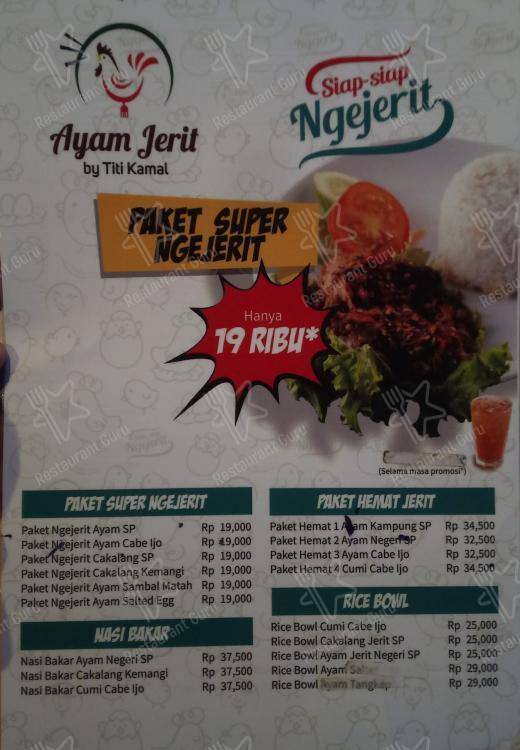Carta del restaurante Ayam Jerit Express by Titi Kamal (Depok), Depok, Jl. Margonda No.1C