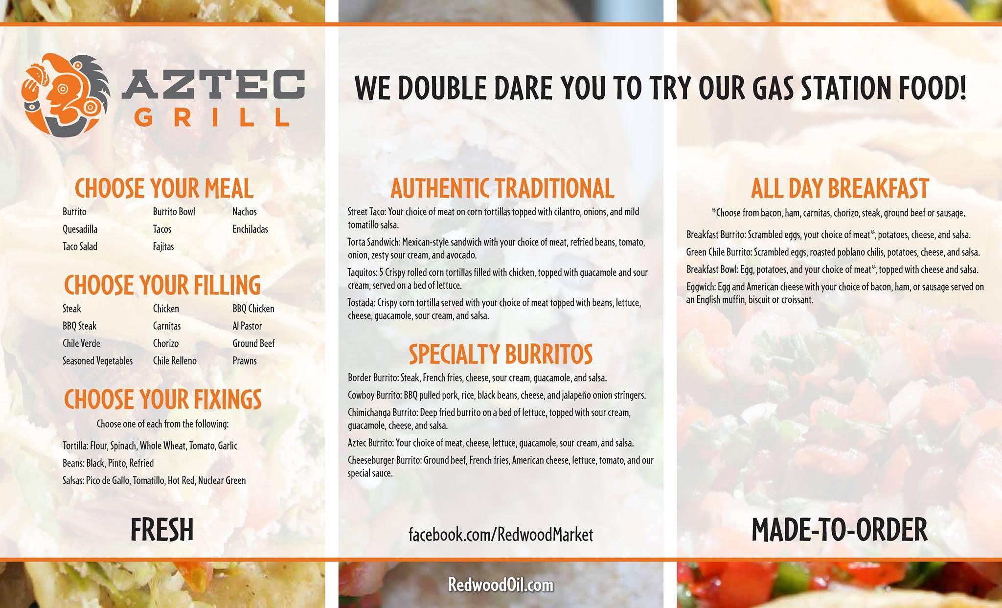 Menu at Aztec Grill restaurant, Eureka