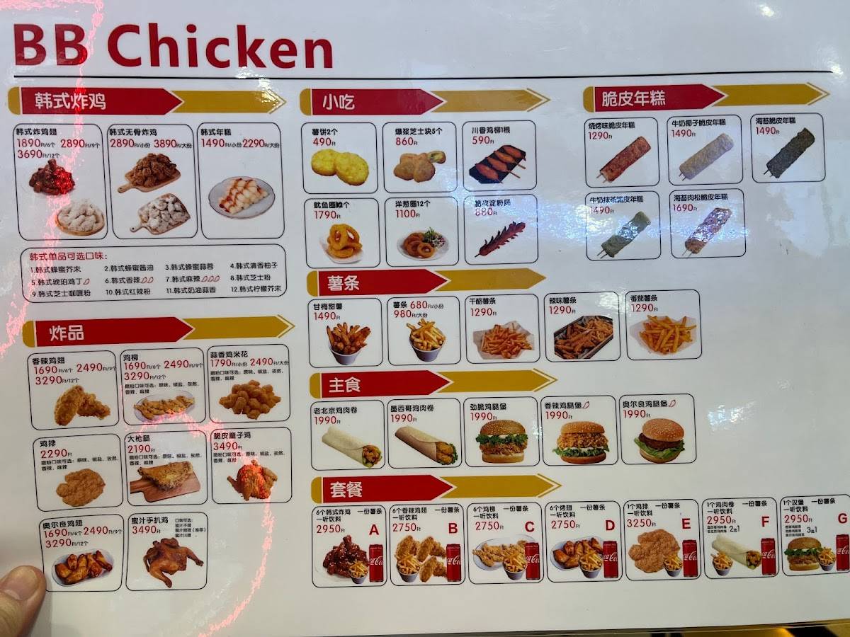 Menu at B B Chicken Hungary restaurant, Budapest