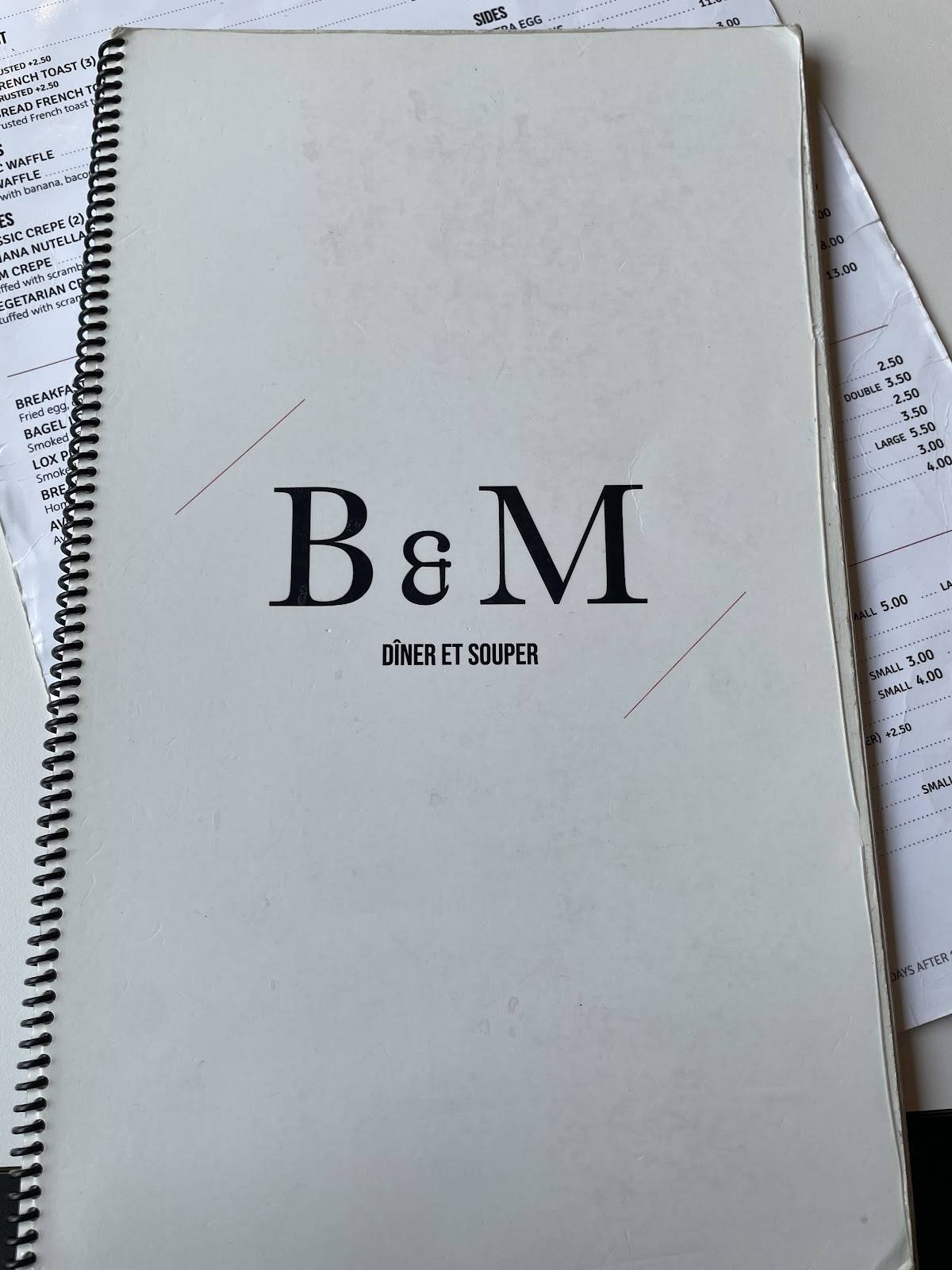 Menu at B & M Restaurant, Montréal, Somerled Ave