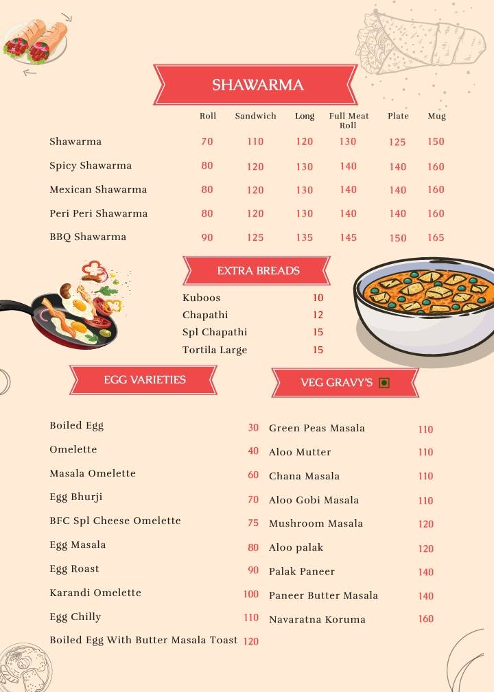 Menu at BANU FOOD COURT (BFC), Marthandam