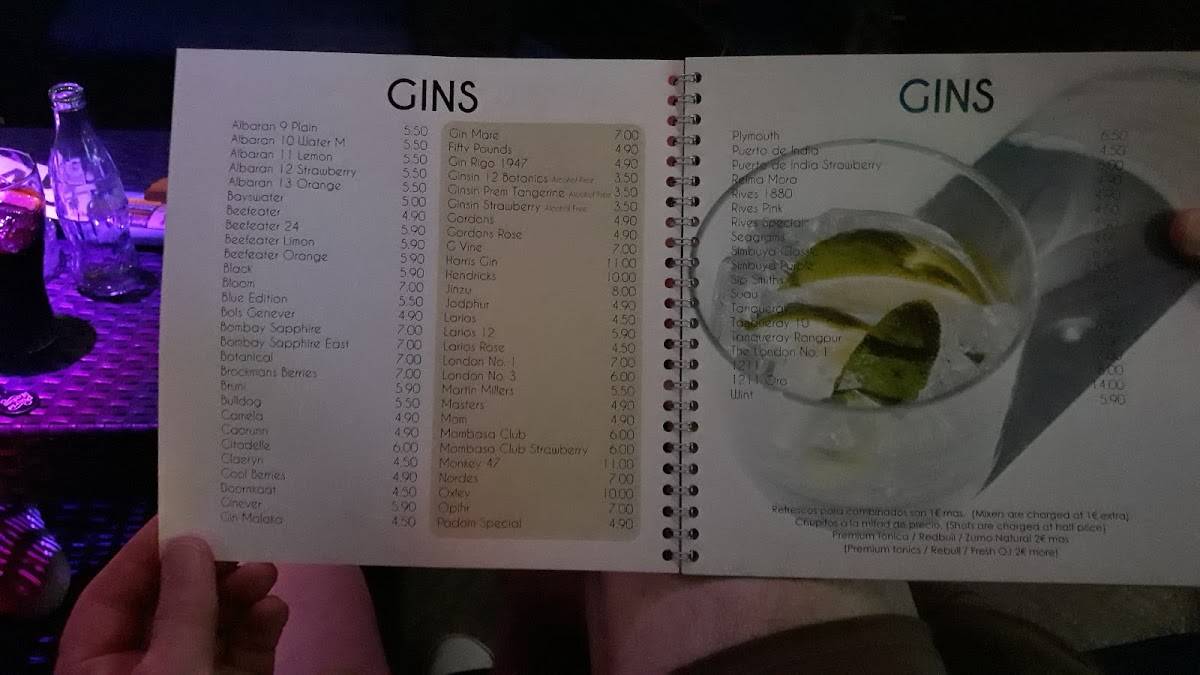 Menu at BAR H20, Nerja