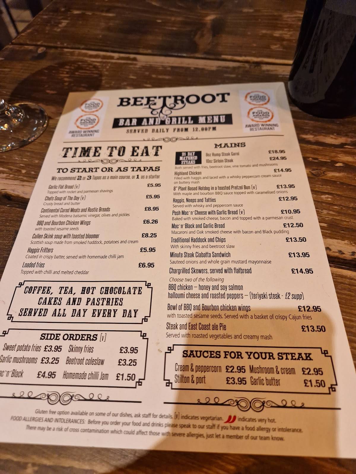 Menu at Beetroot Bar & Grill, Bonnyrigg