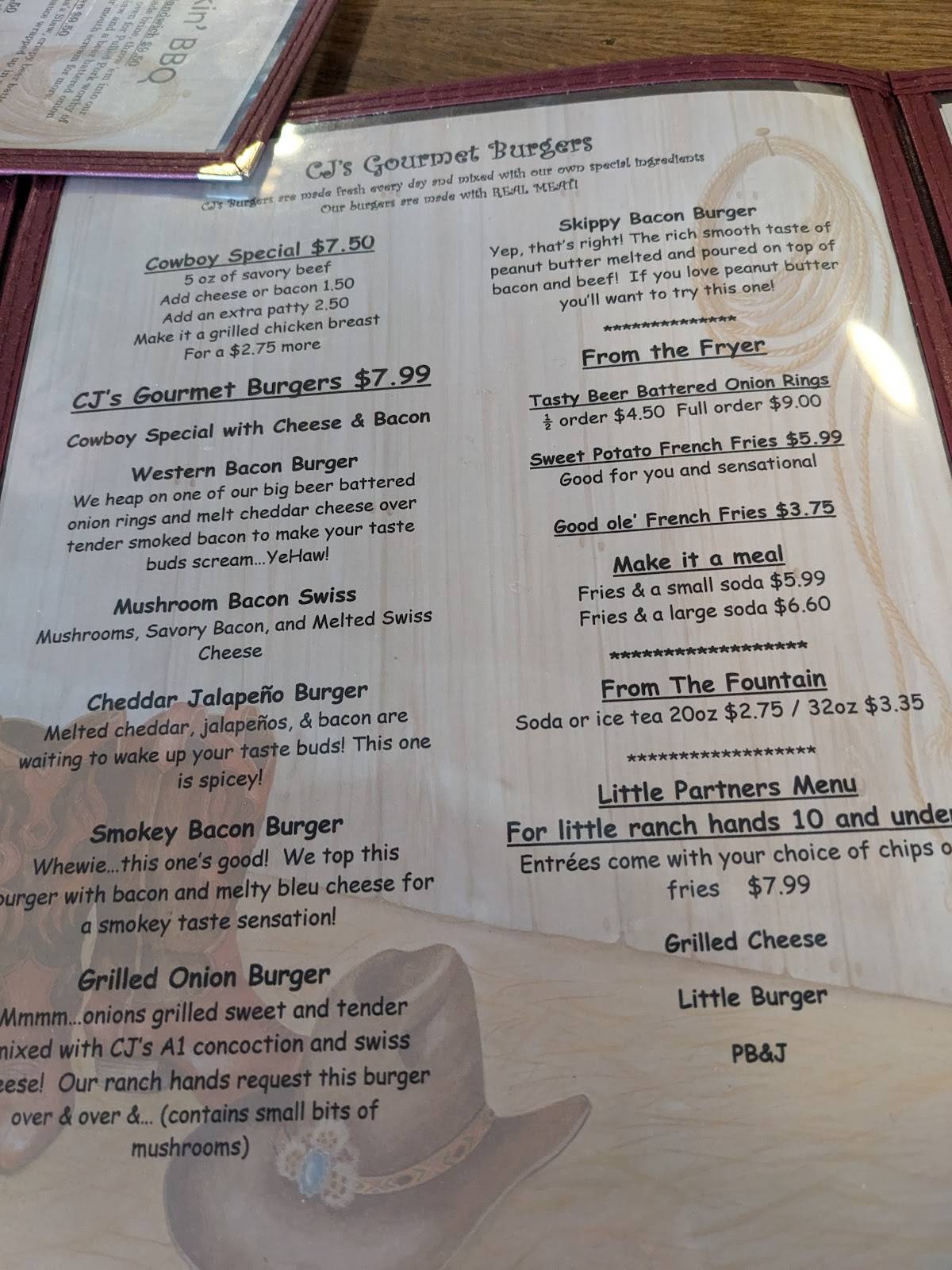 Menu at CJ's Last Chance Diner BBQ, Chico