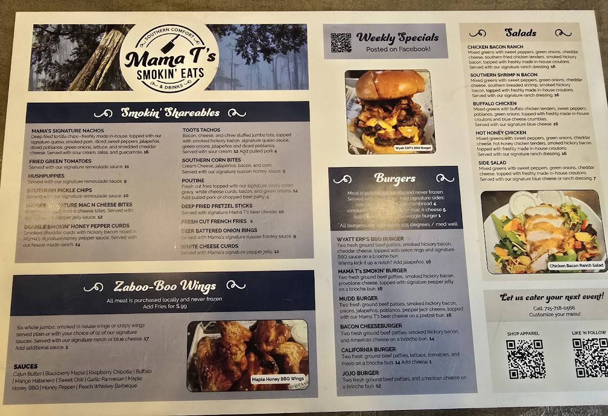 Menu at Mama T's Smokin Eats BBQ, Superior