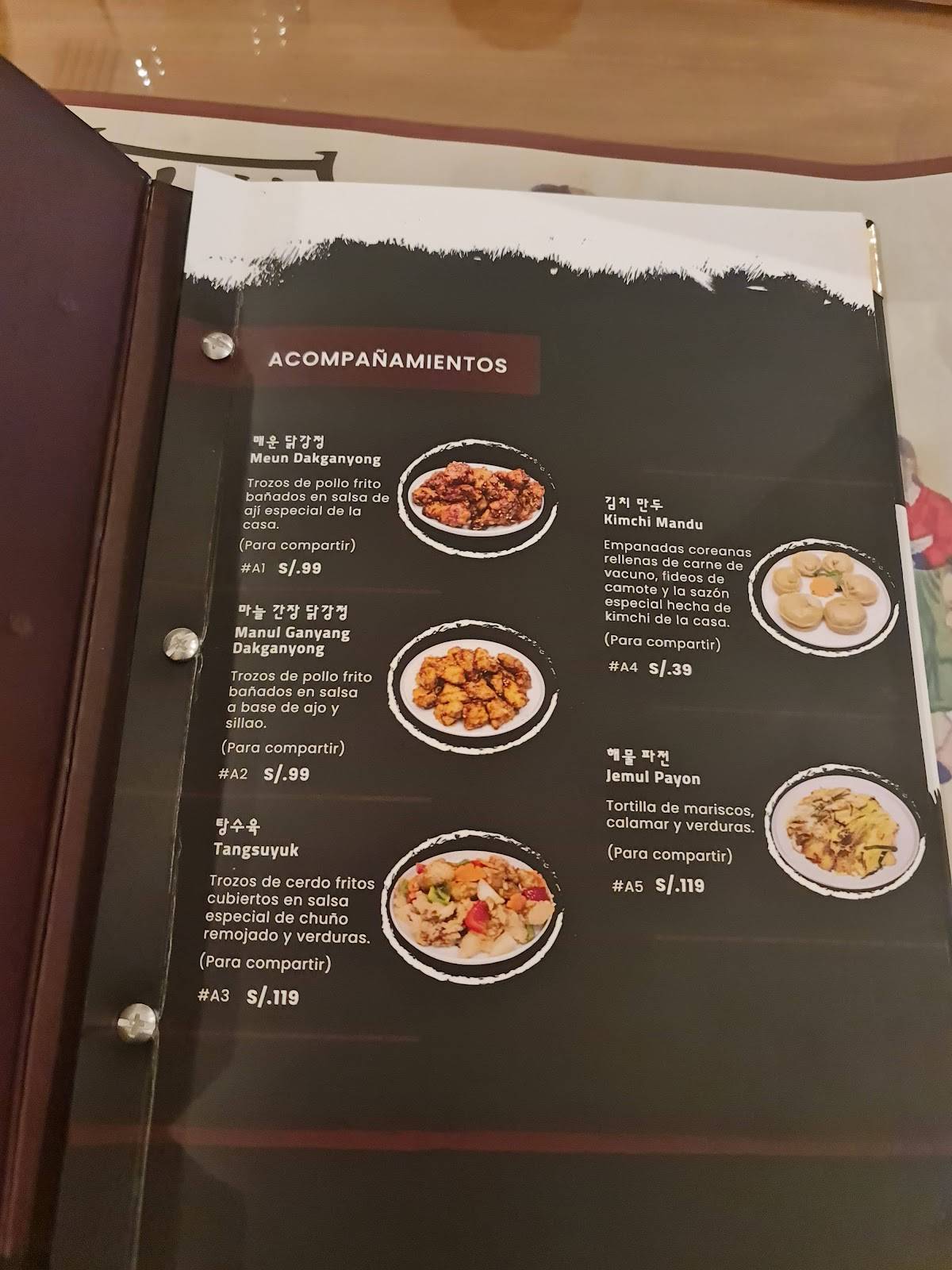 Carta del restaurante BIWON BISTRO - Gastronomía Coreana, San Borja