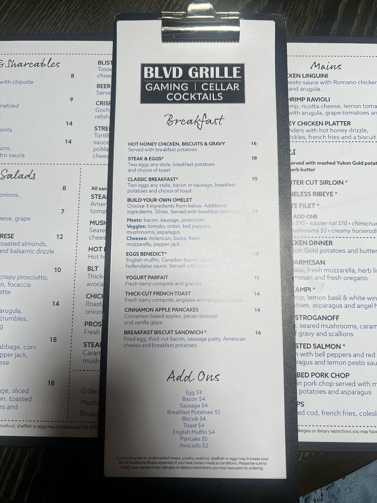 Menu at BLVD Grille pub & bar, Henderson