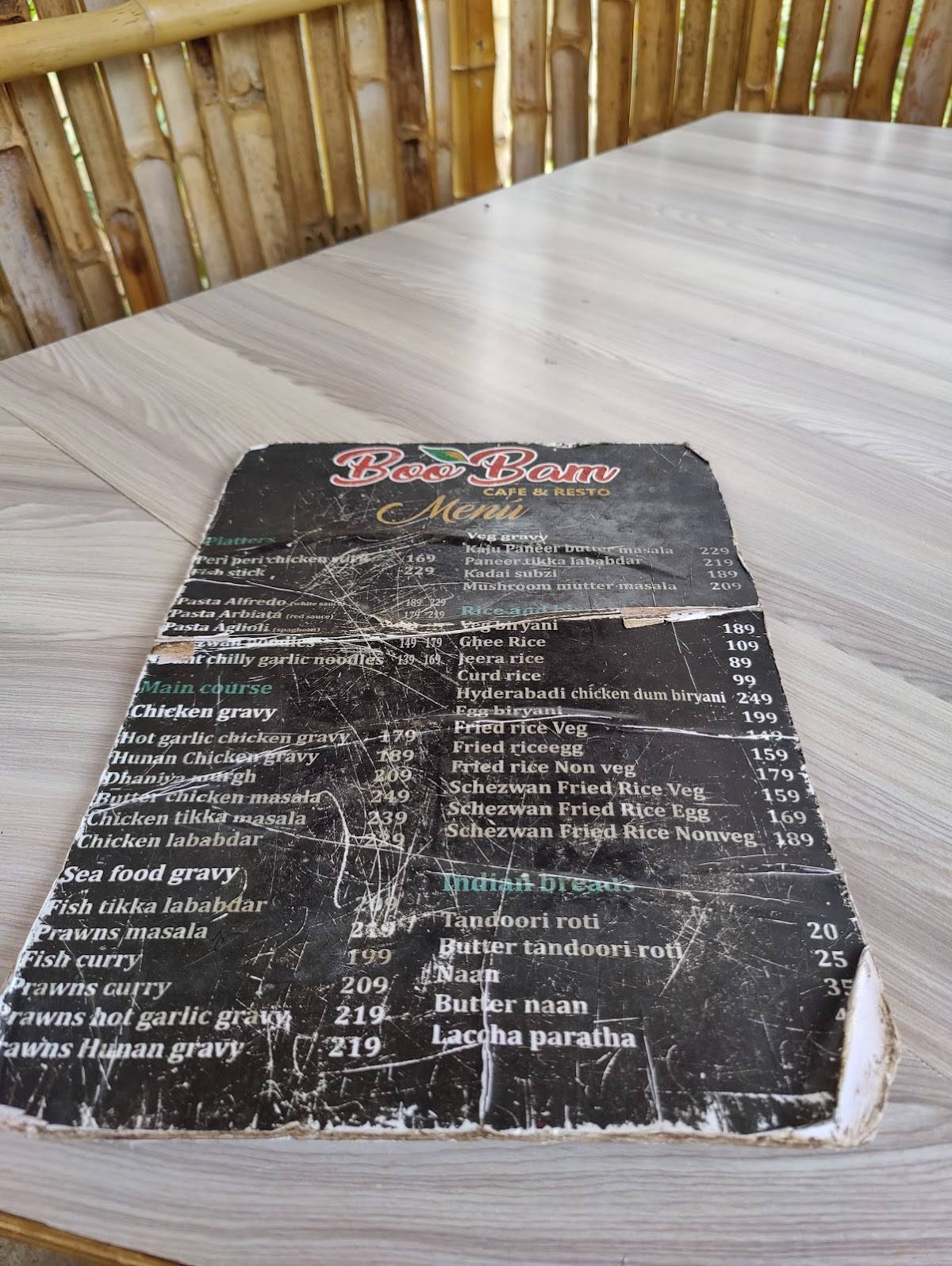 Menu at BOO BAM Cafe & Resto, Bengaluru