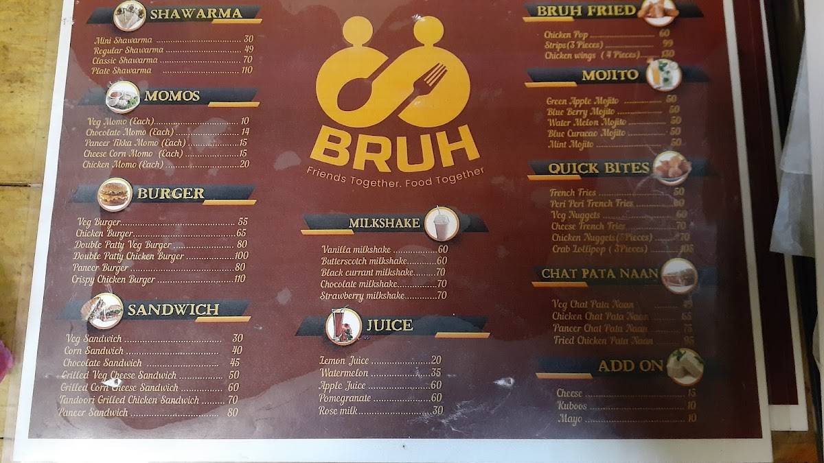 Menu at BRUH Restaurant, Chennai