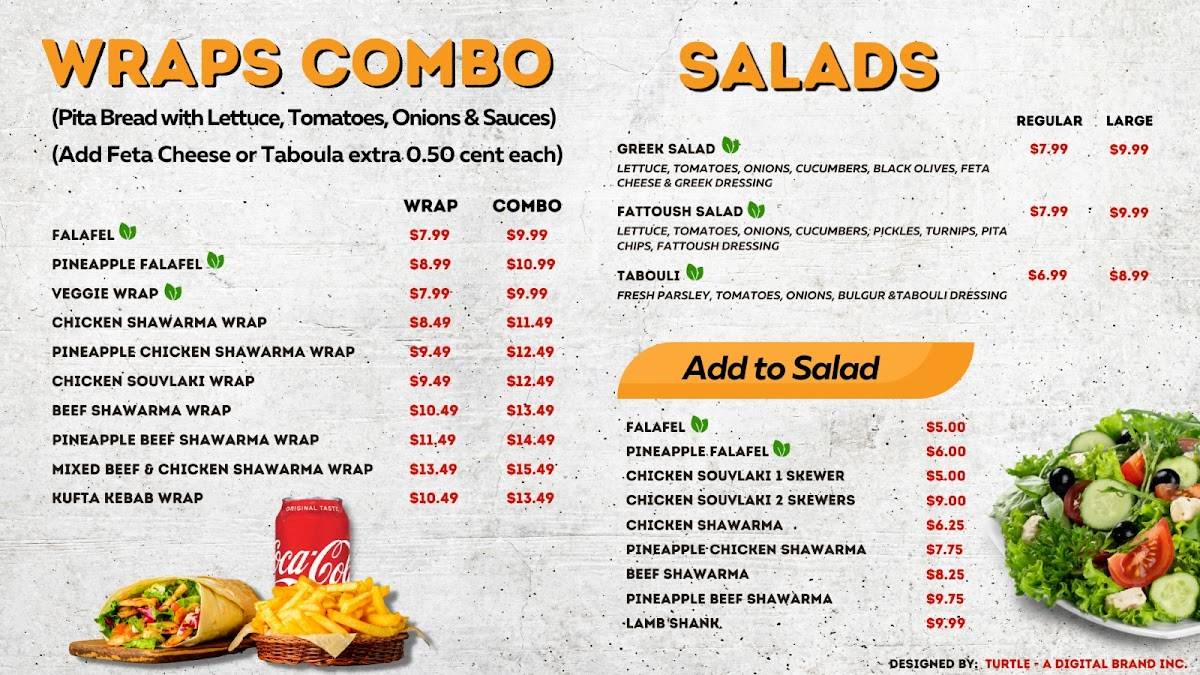 Menu at Babaz+ Shawarma (Malton) restaurant, Mississauga