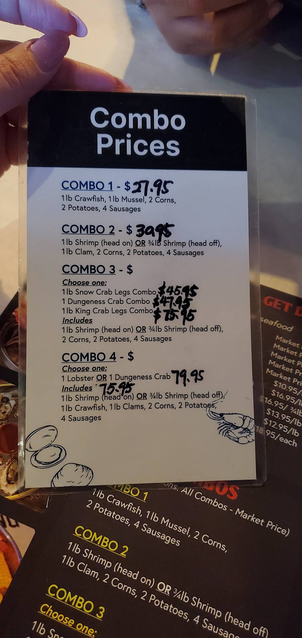 Menu at Bag O’ Crab restaurant, Texas City