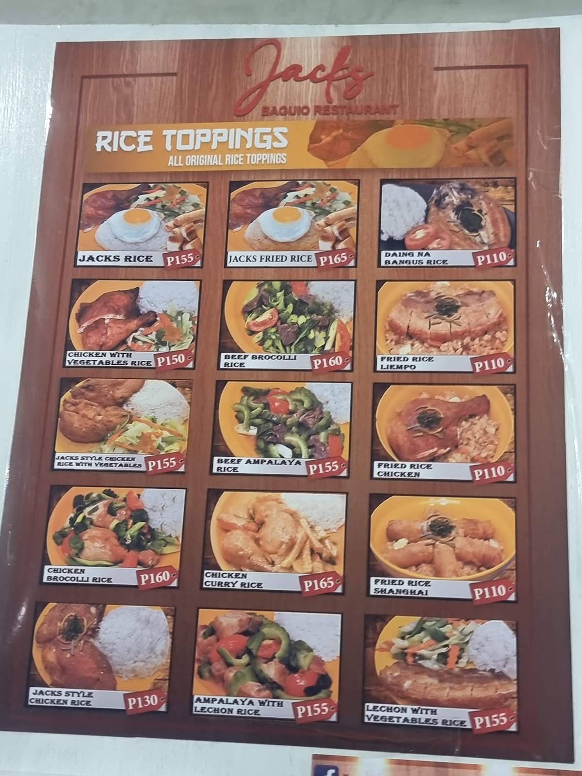 Menu at Jack's Baguio Restaurant, Baguio, Laperal Building