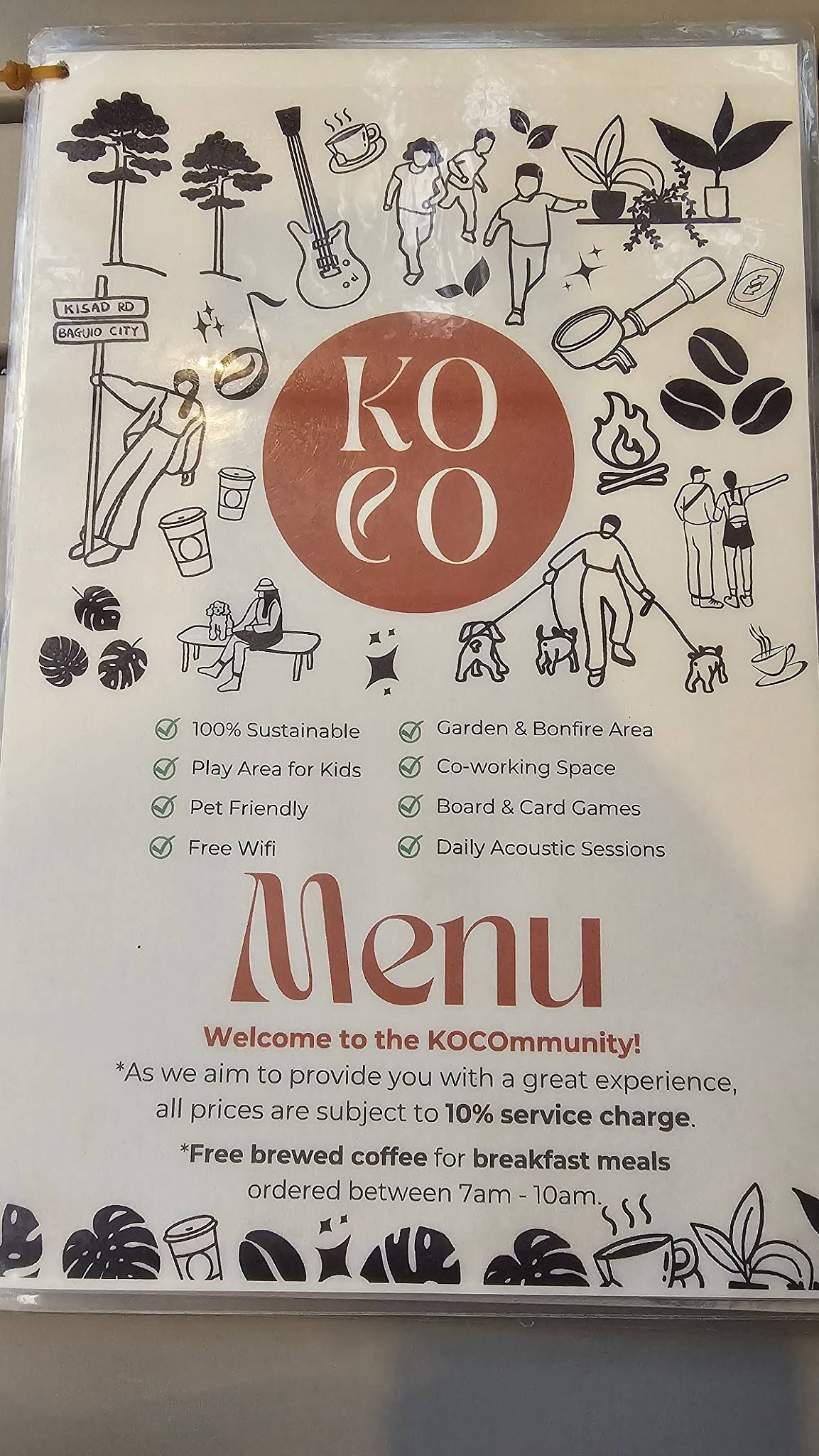 Menu at KoCo Cafe, Baguio