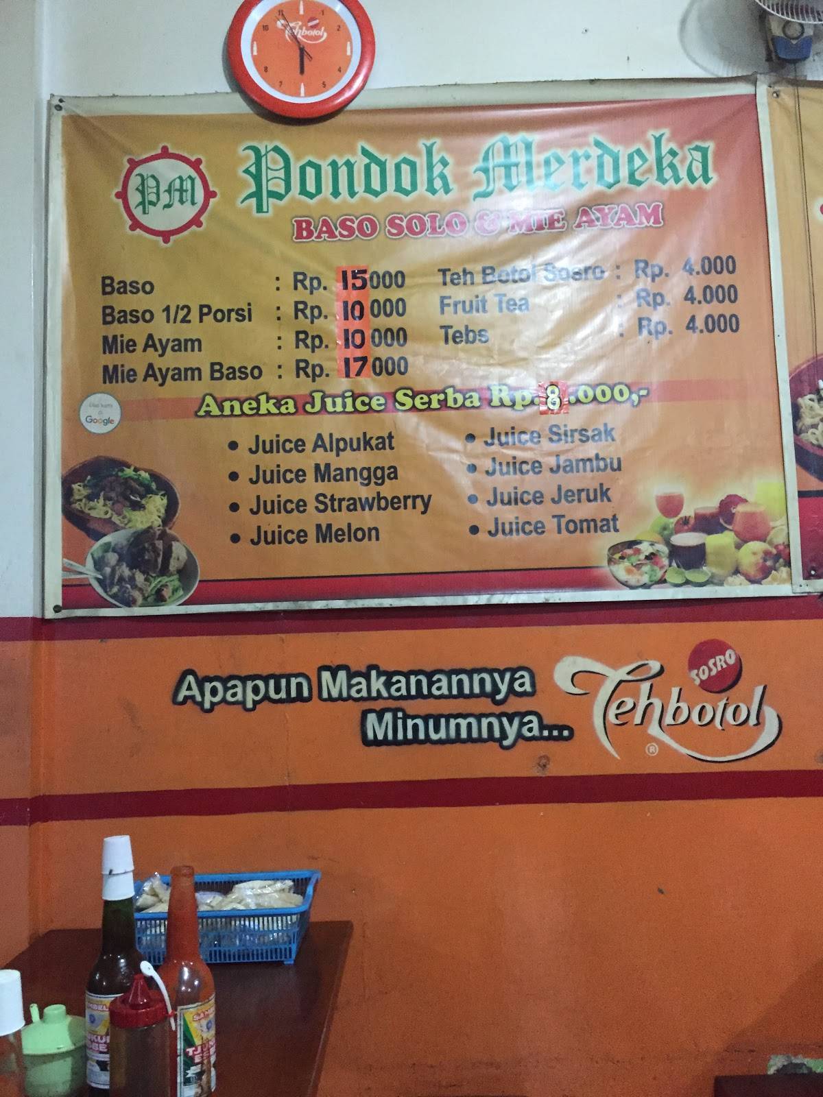 Carta del restaurante Bakso Merdeka, Kuningan, Toserba Surya