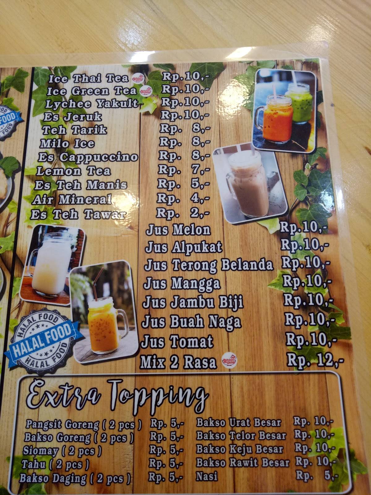 Carta del restaurante Bakwan Malang 99, Cihuni, Jl. Dayung Raya No.29 c