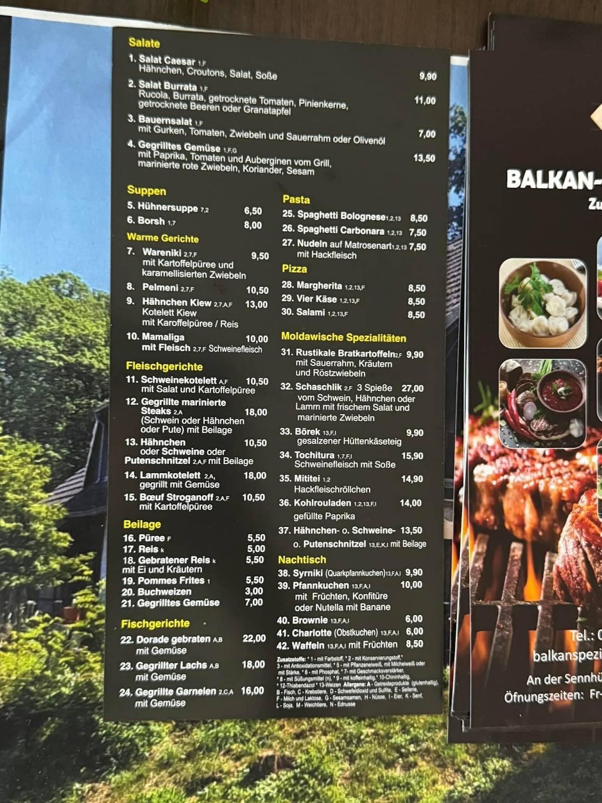 Speisekarte von Balkan-Spezialitäten zur Sennhütte restaurant, Bad ...