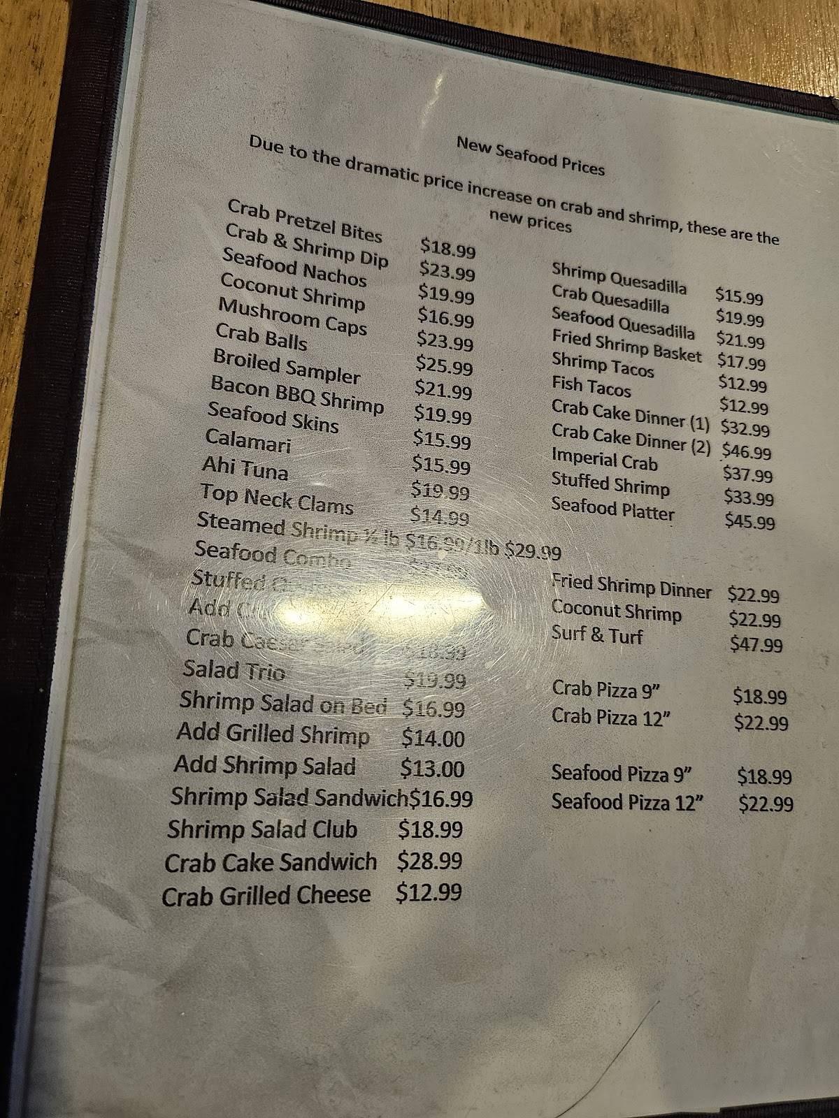 Menu at Ships Cafe Restaurant and Crab House, Catonsville