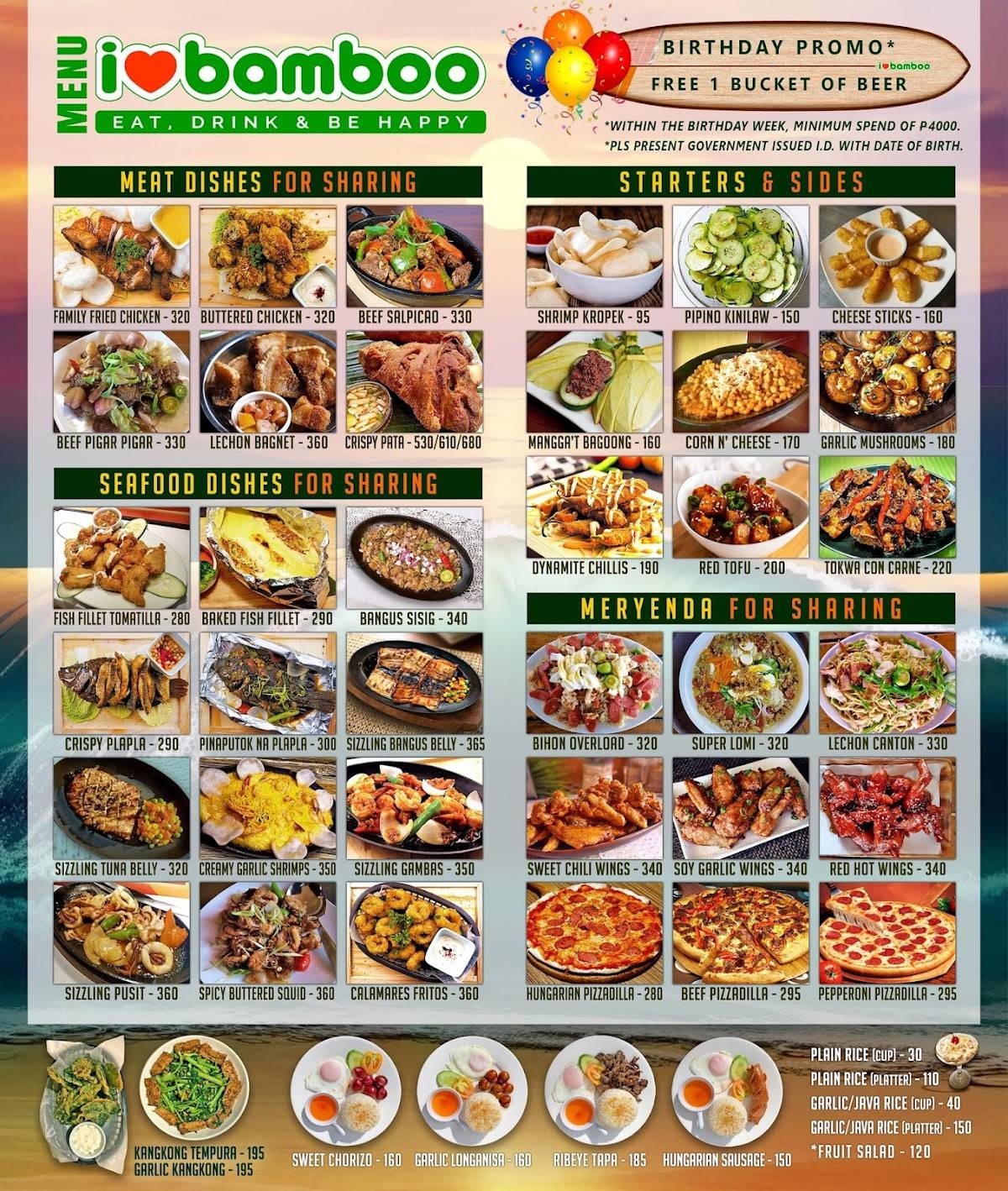 Menu at Bamboo BBQ Kamias, Quezon City
