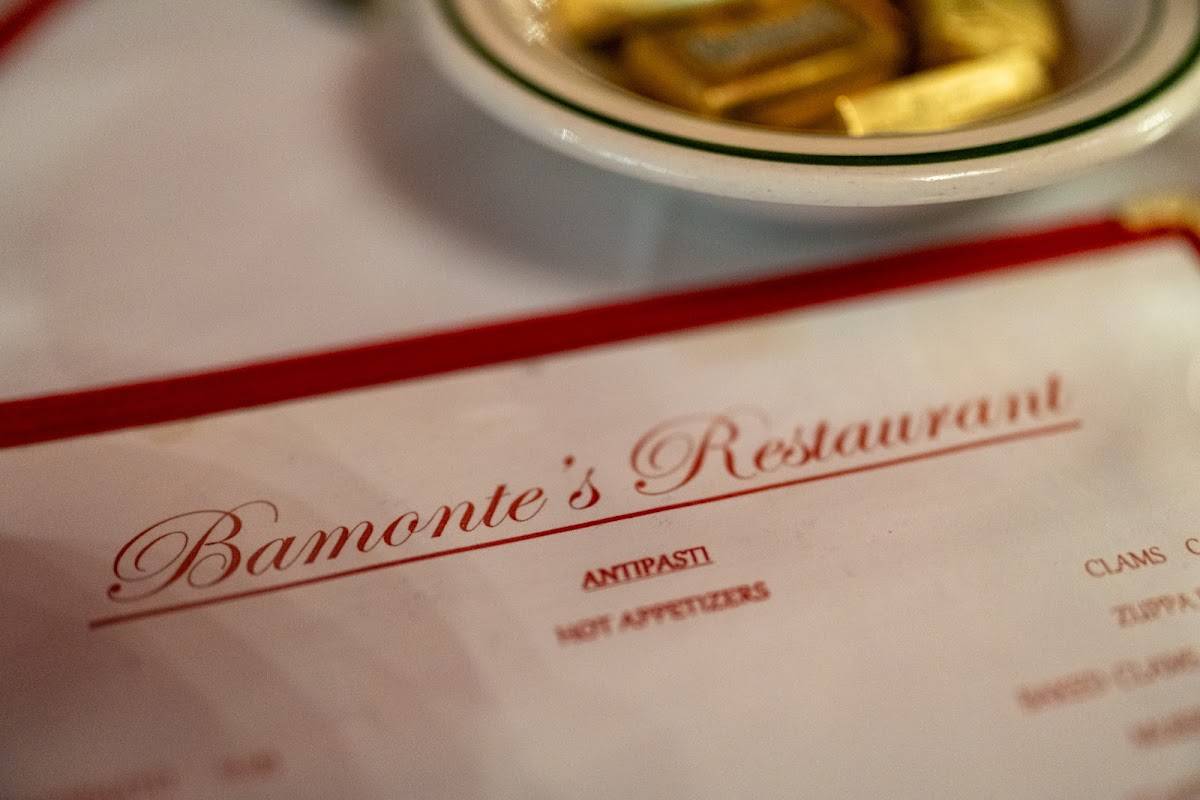Menu at Bamonte's restaurant, New York City