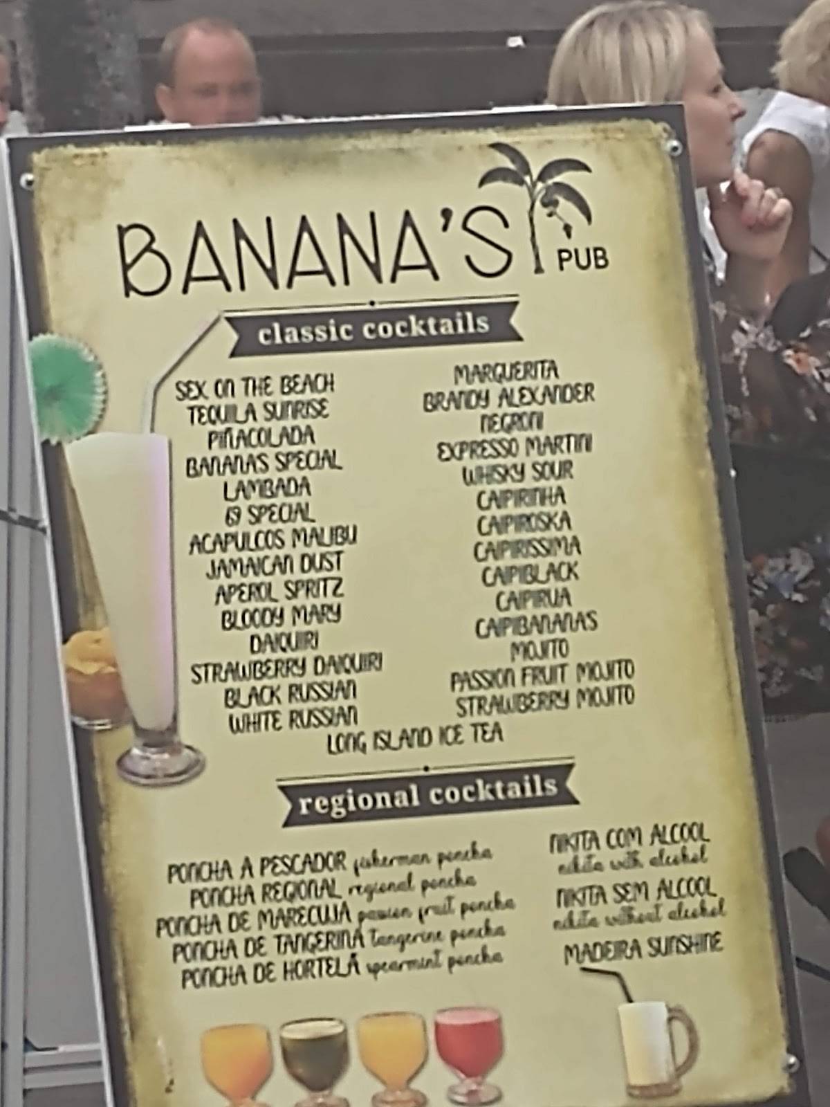 Carta de Banana's Pub, Funchal