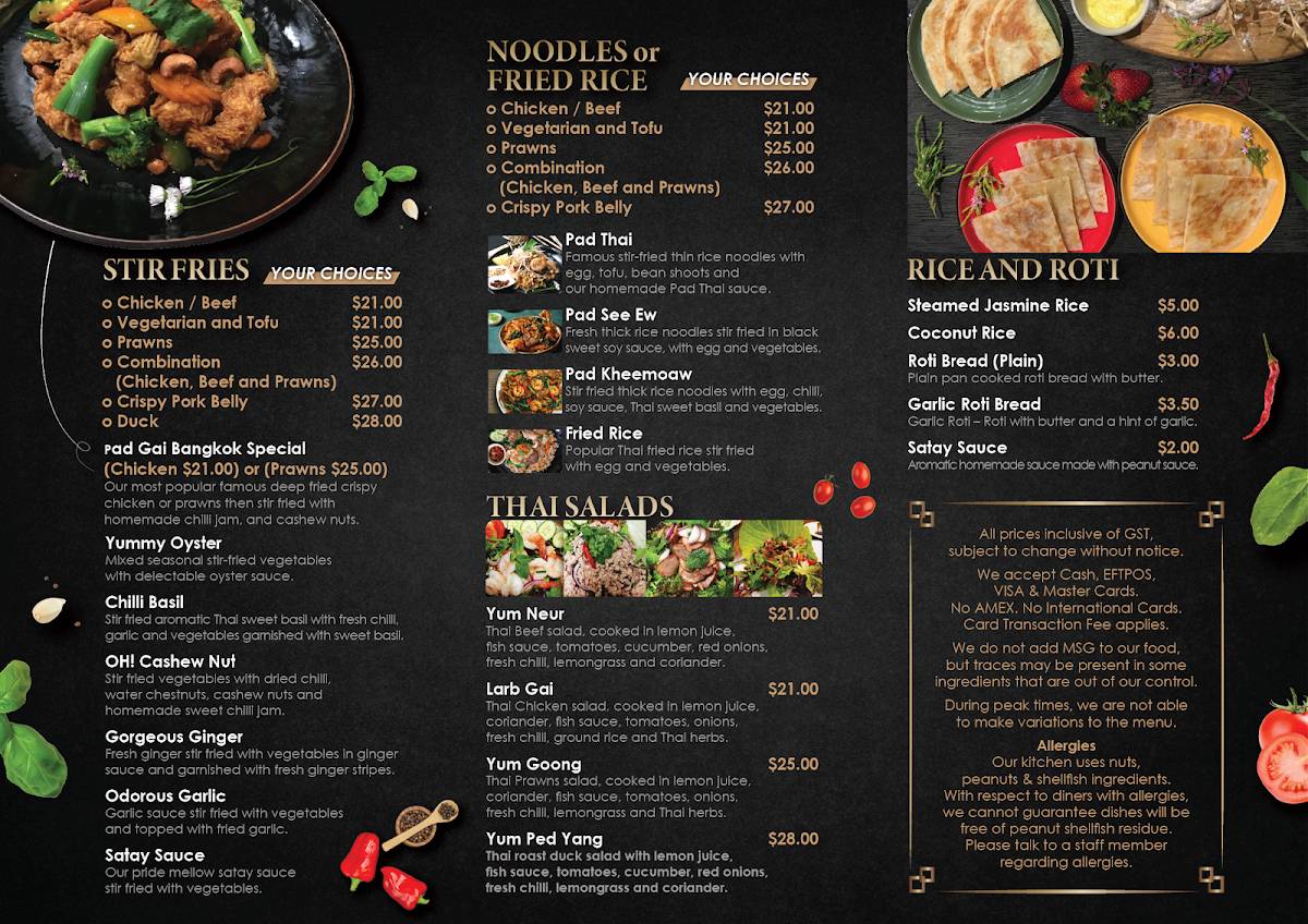 Menu at Bangkok Corner@Mansfield Thai Restaurant, Mansfield