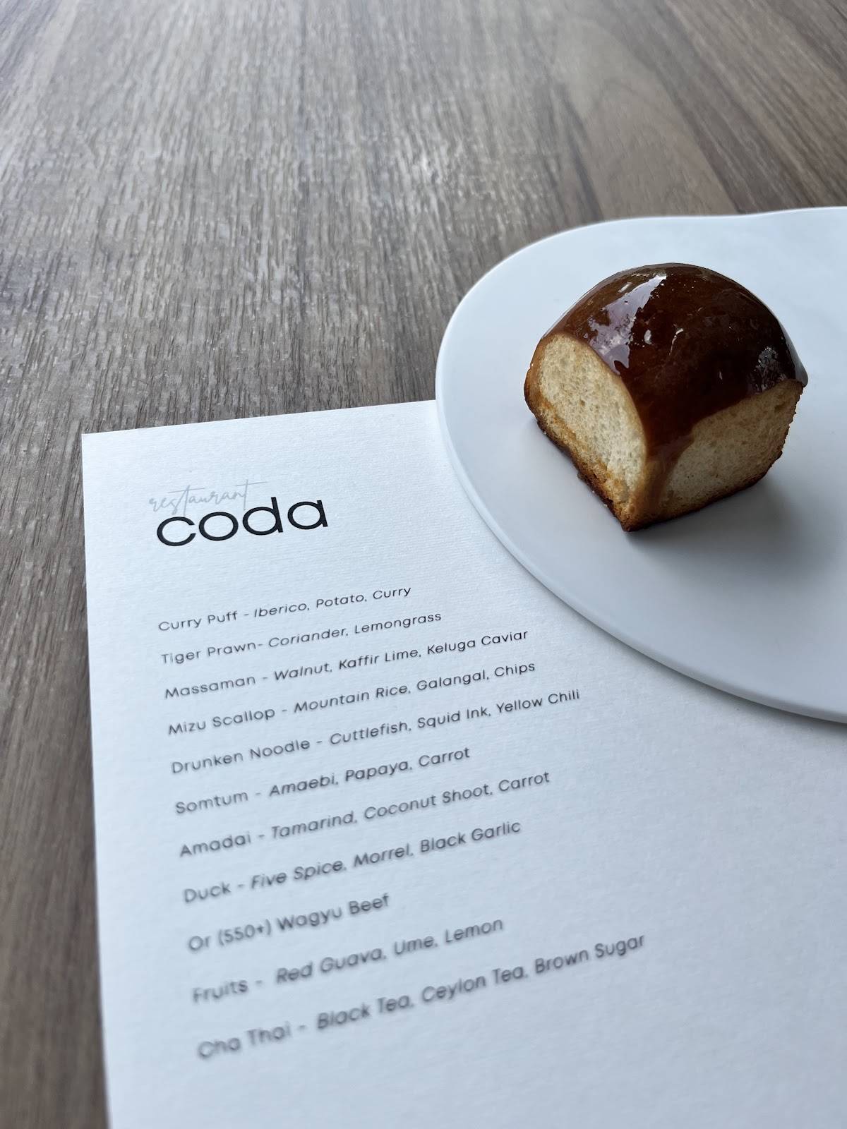 Menu at Restaurant Coda Bangkok, Bangkok
