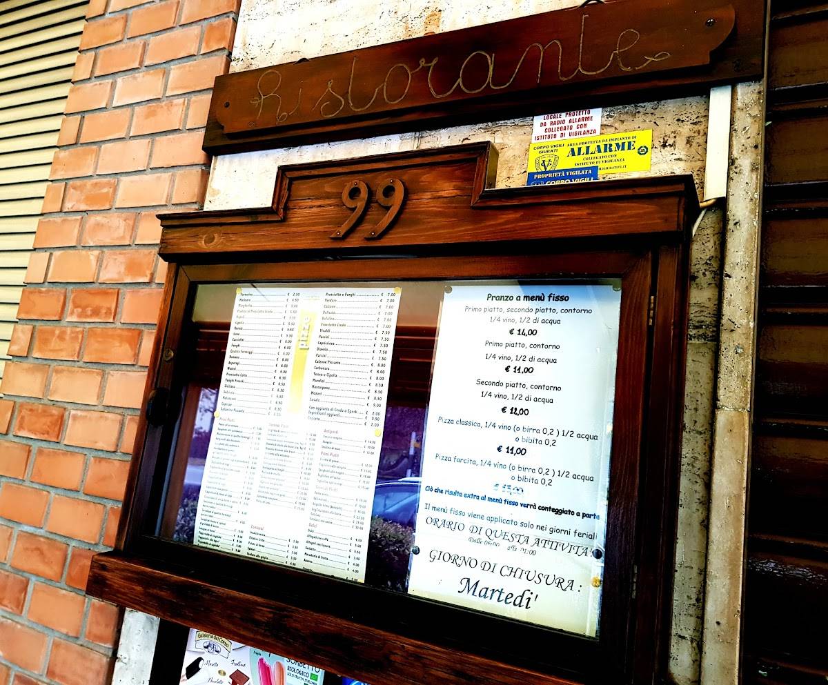 Menu da Bar 99, Ferrara