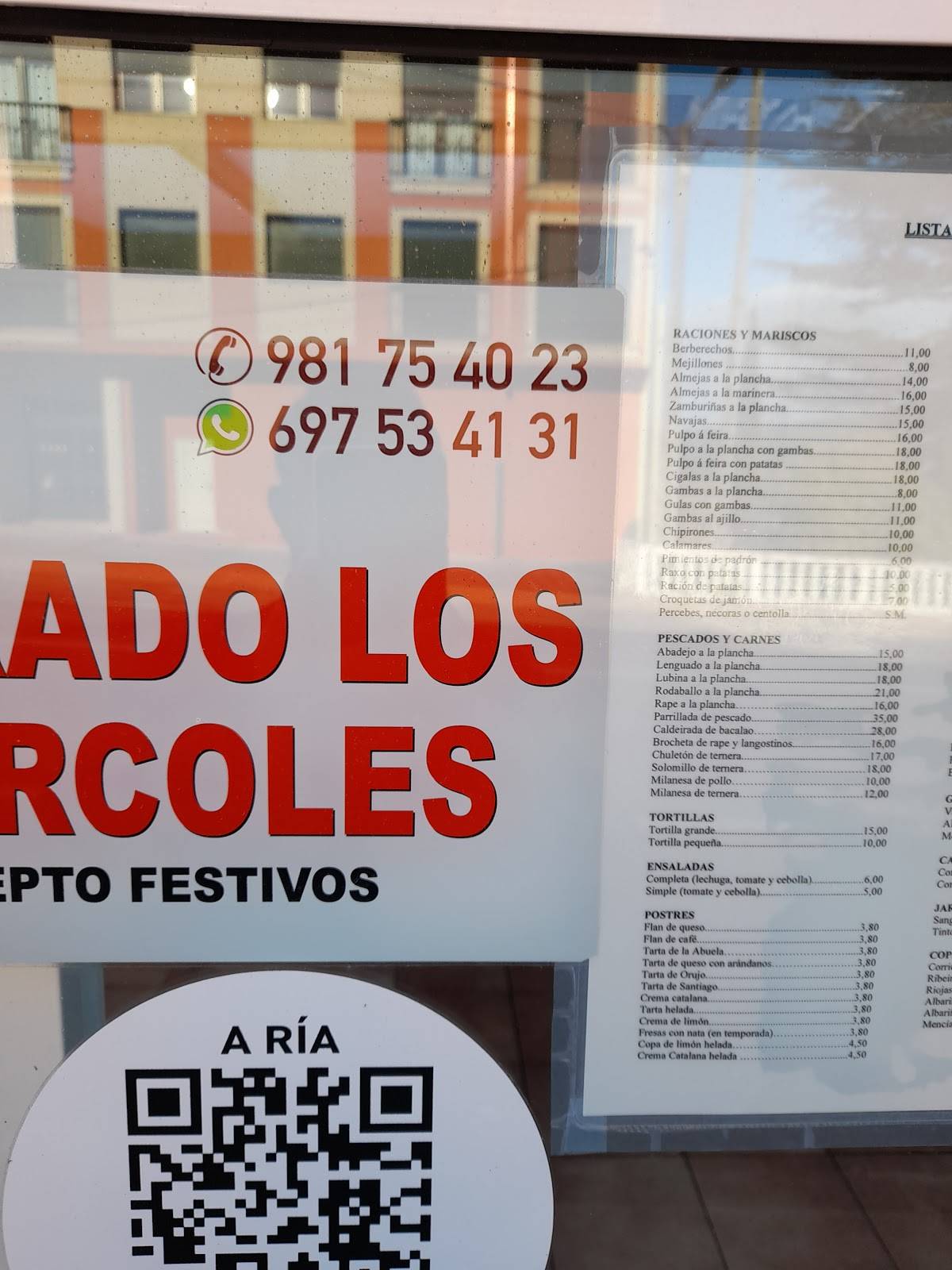 Carta de Bar A Ría, As Grelas