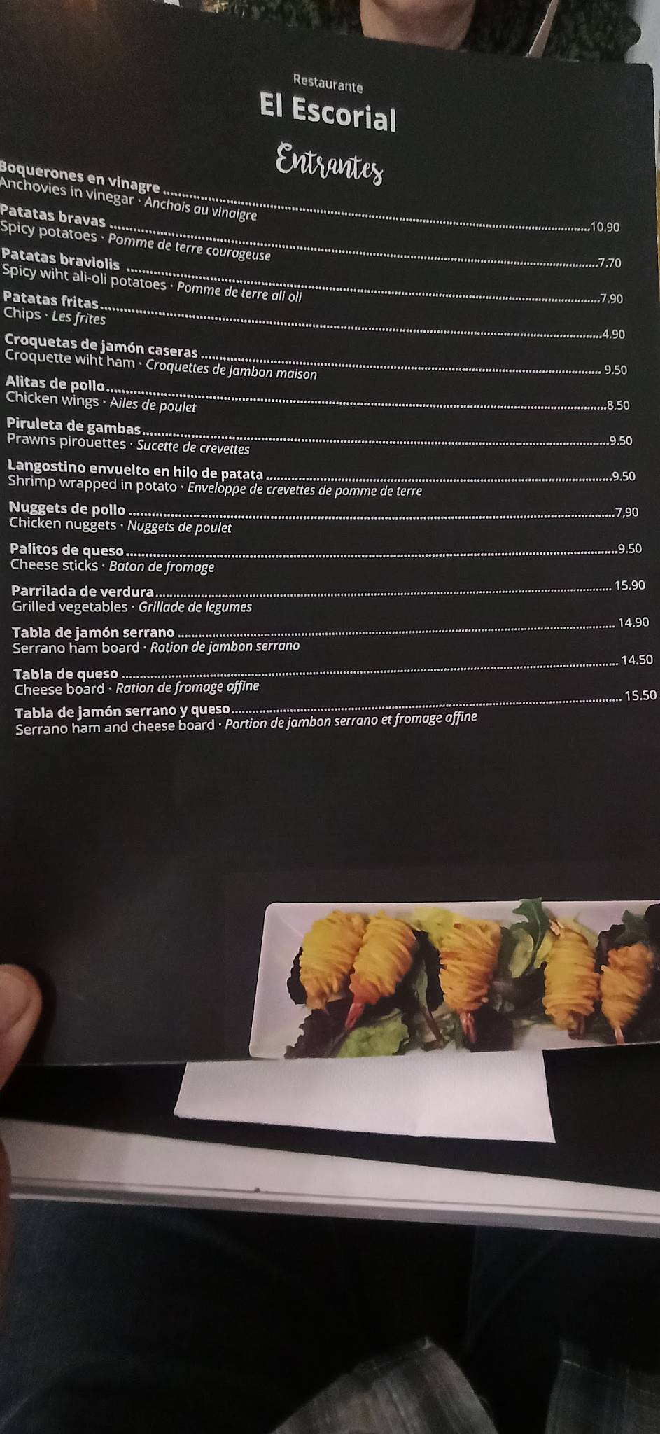 Menu at Bar Restaurant L'ESCORIAL, Calp