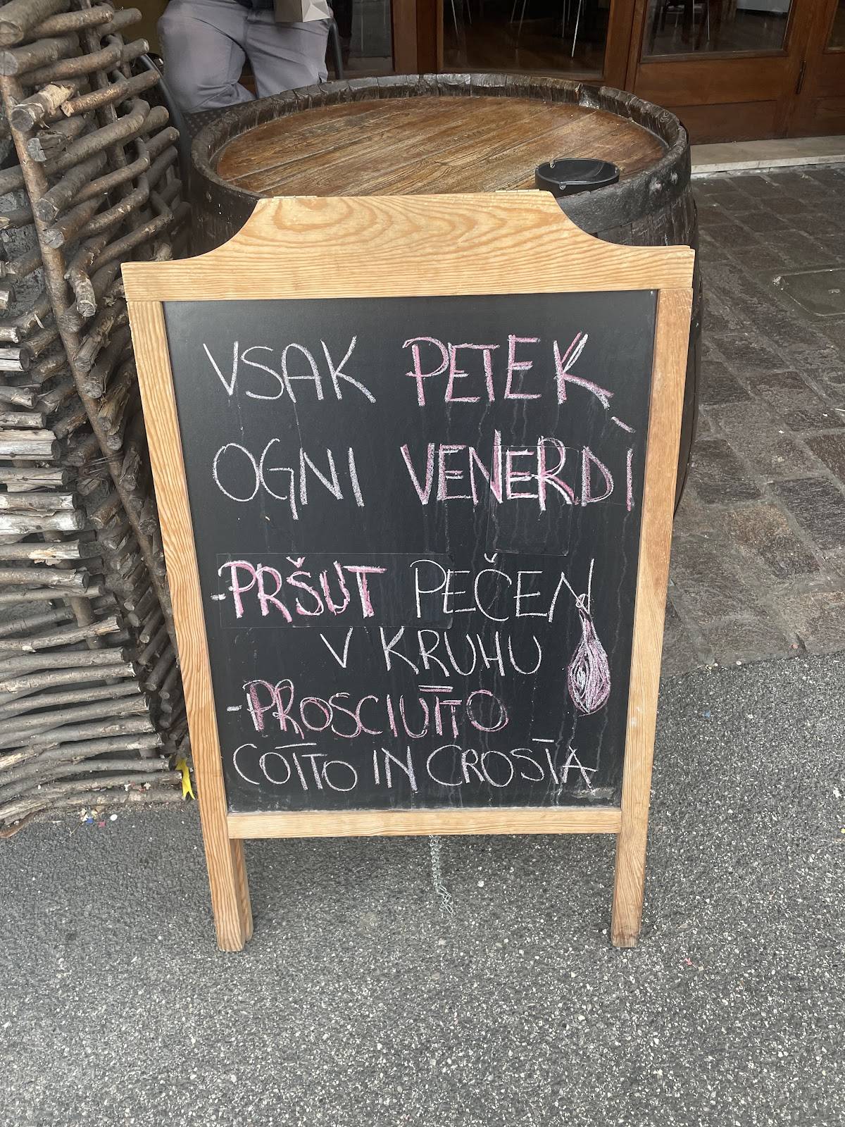 Menu da Bar Tabor, Opicina