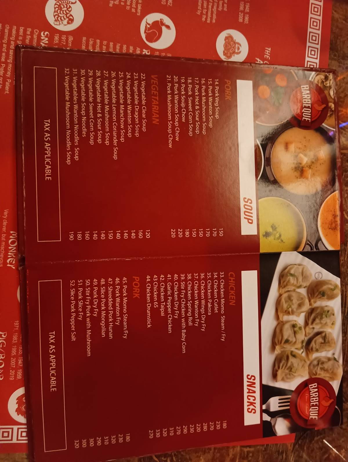 Menu at Barbeque Chinese Restaurant, Shillong