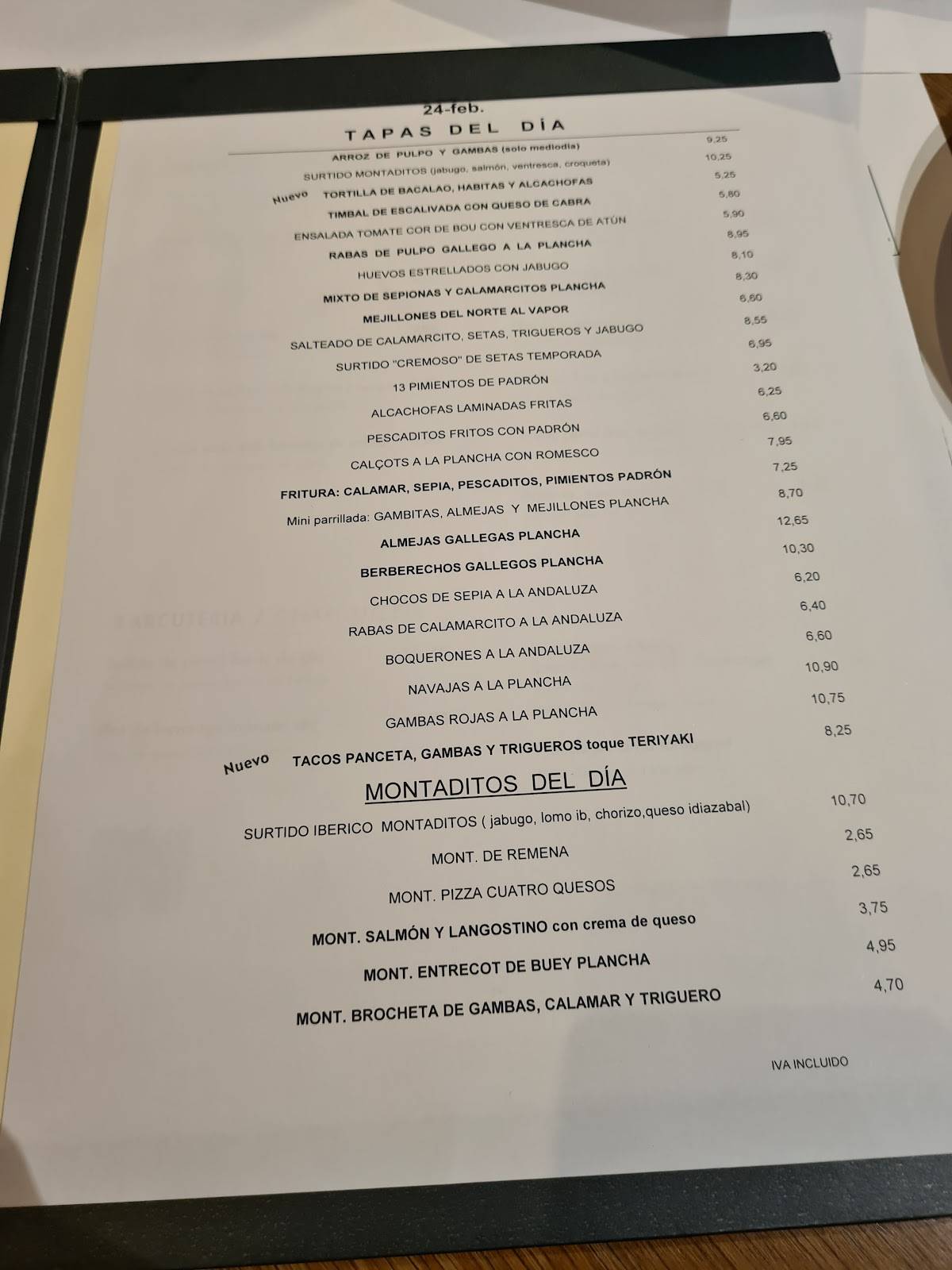 Menu at Ciutat Comtal pub & bar, Barcelona, Rambla de Catalunya