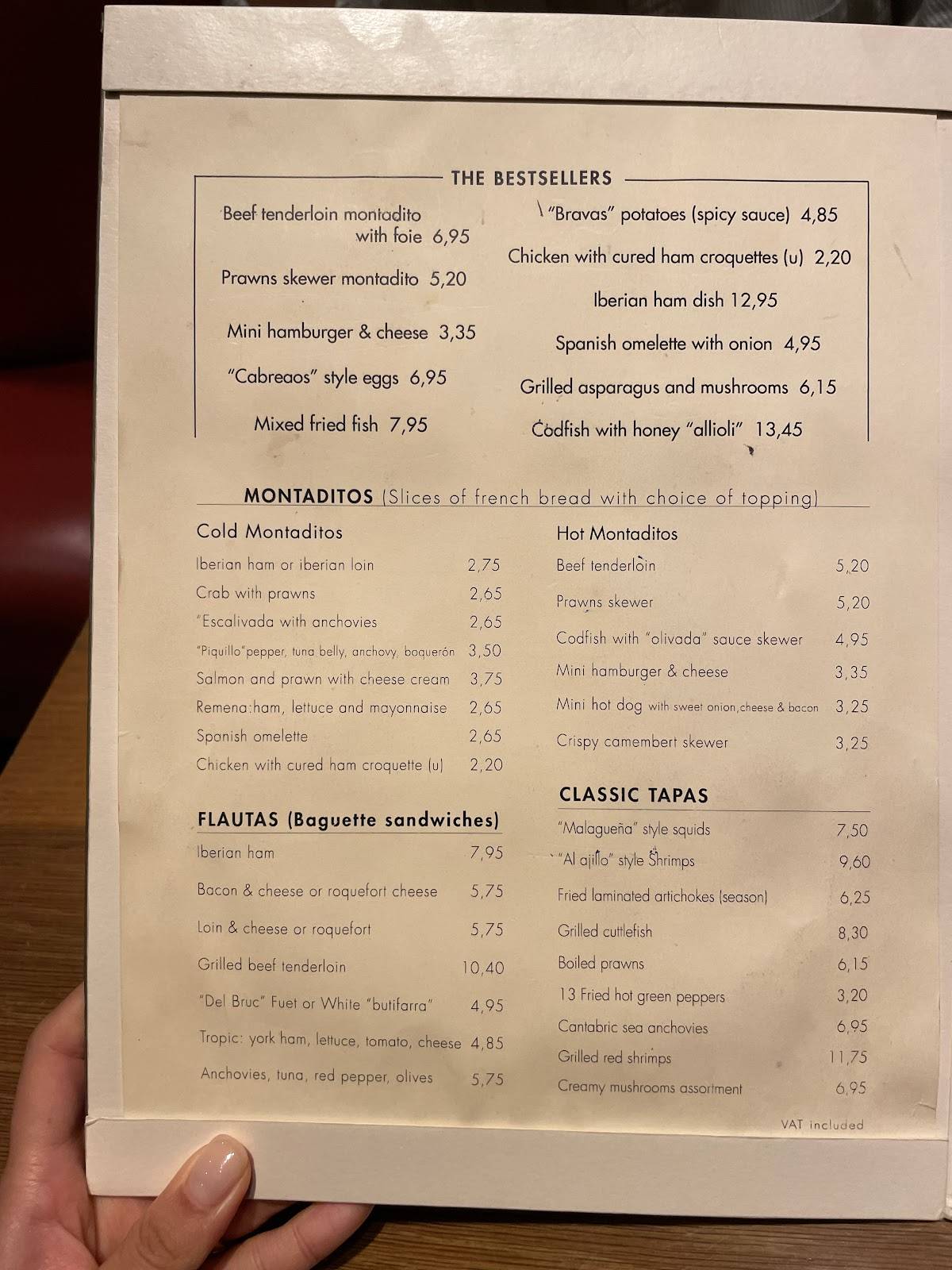 Menu at Ciutat Comtal pub & bar, Barcelona, Rambla de Catalunya