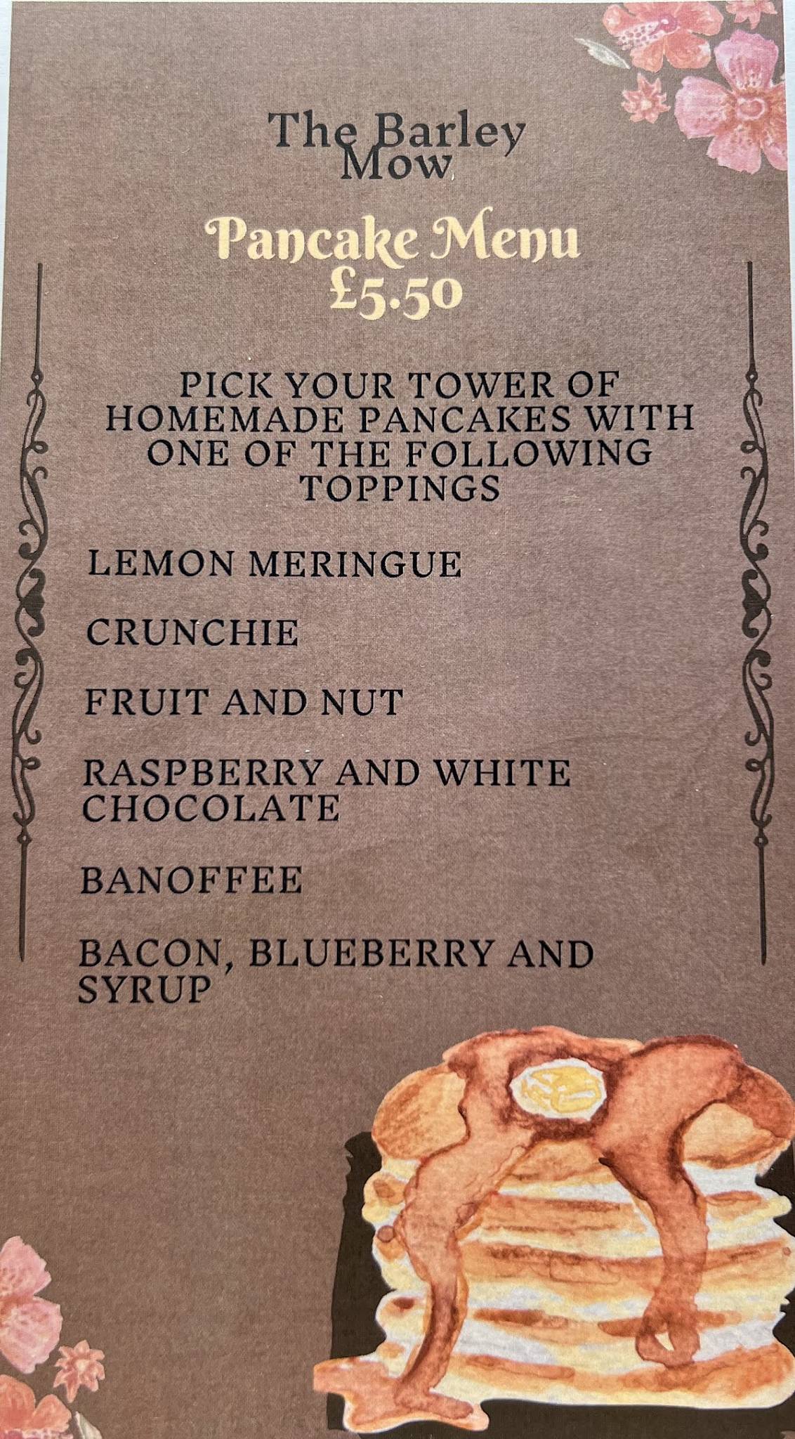 Menu at Barley Mow Inn, Chester-le-Street, Durham Rd