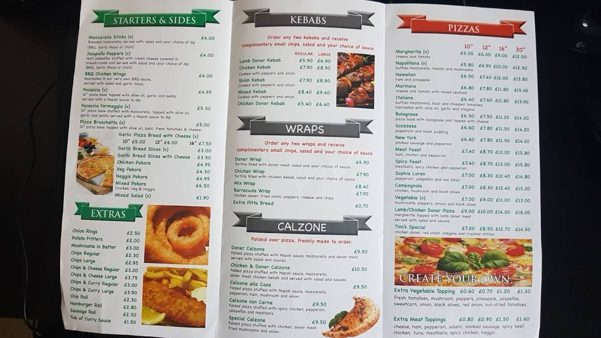 Menu at Barracuda Takeaway, Bo'ness