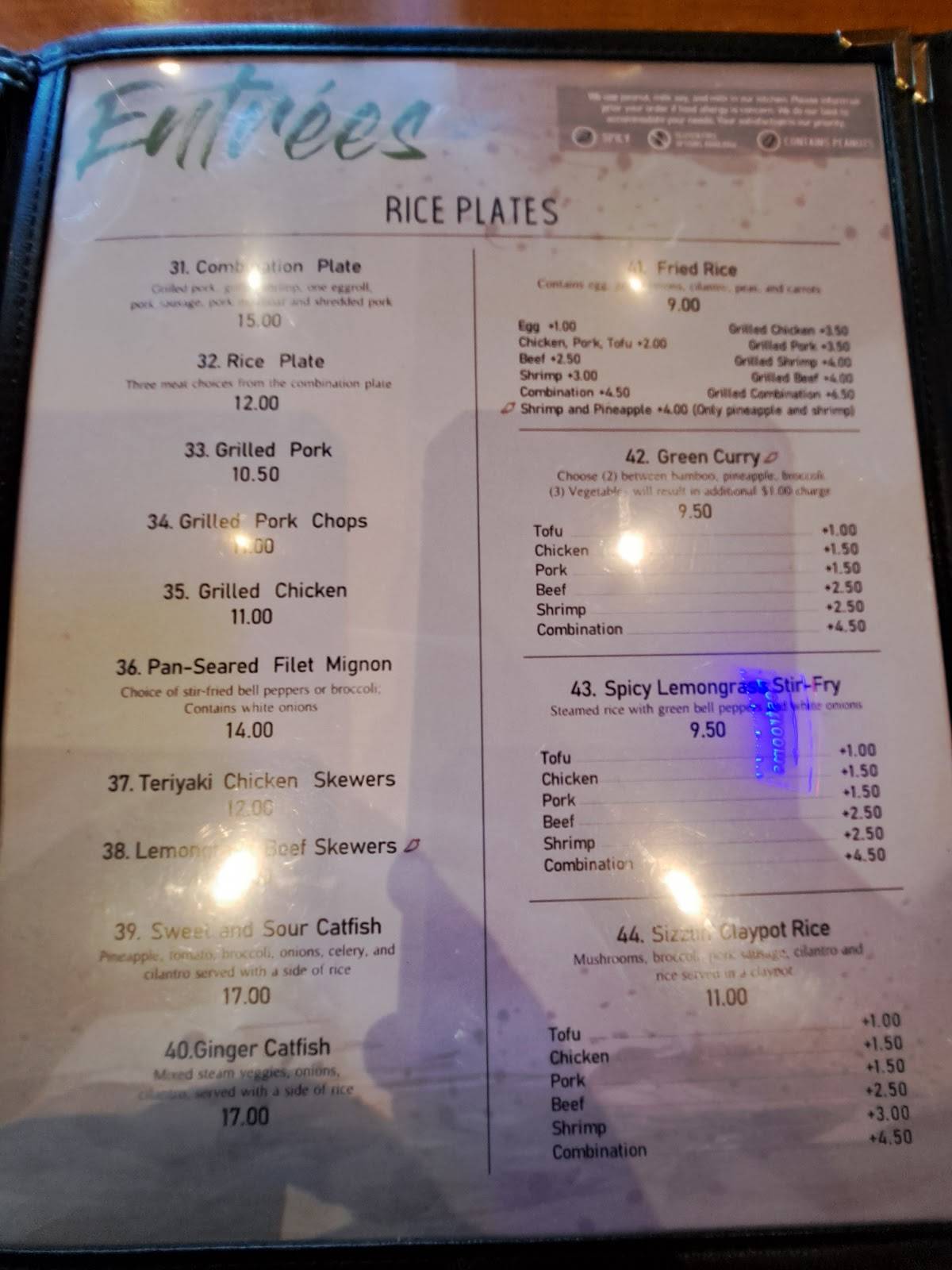 Menu at Basil Leaf Vietnamese Restaurant, Albuquerque