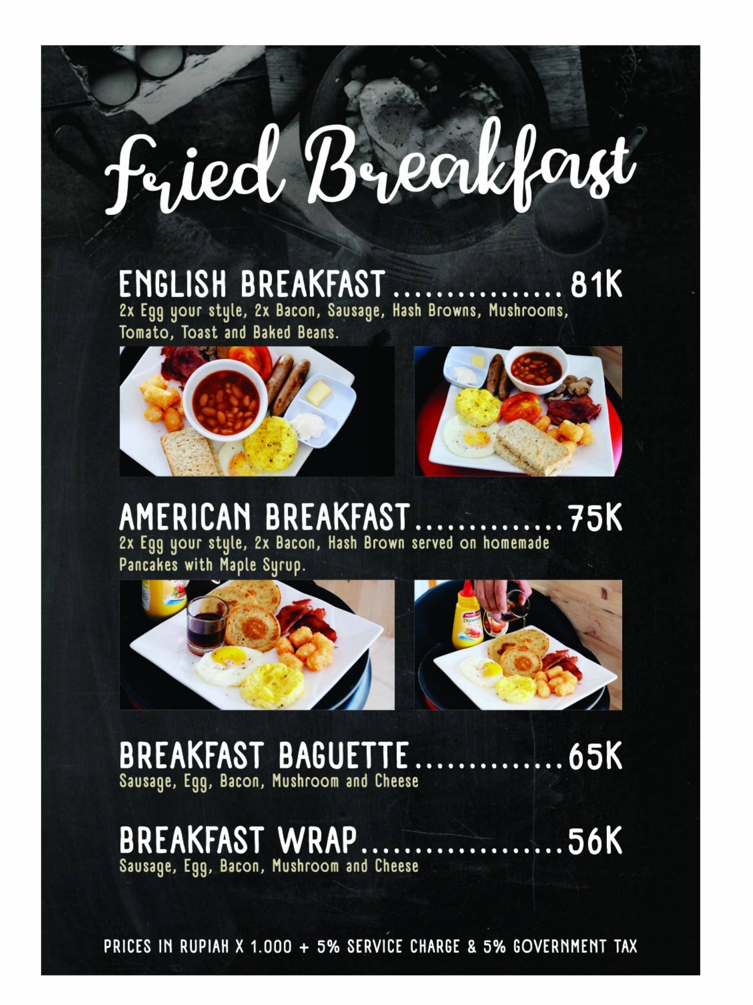 Carta del café Batam Baguettes, Batam