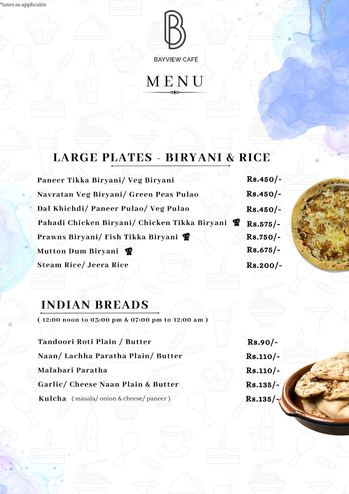 Menu at Bay view Cafe, Mumbai