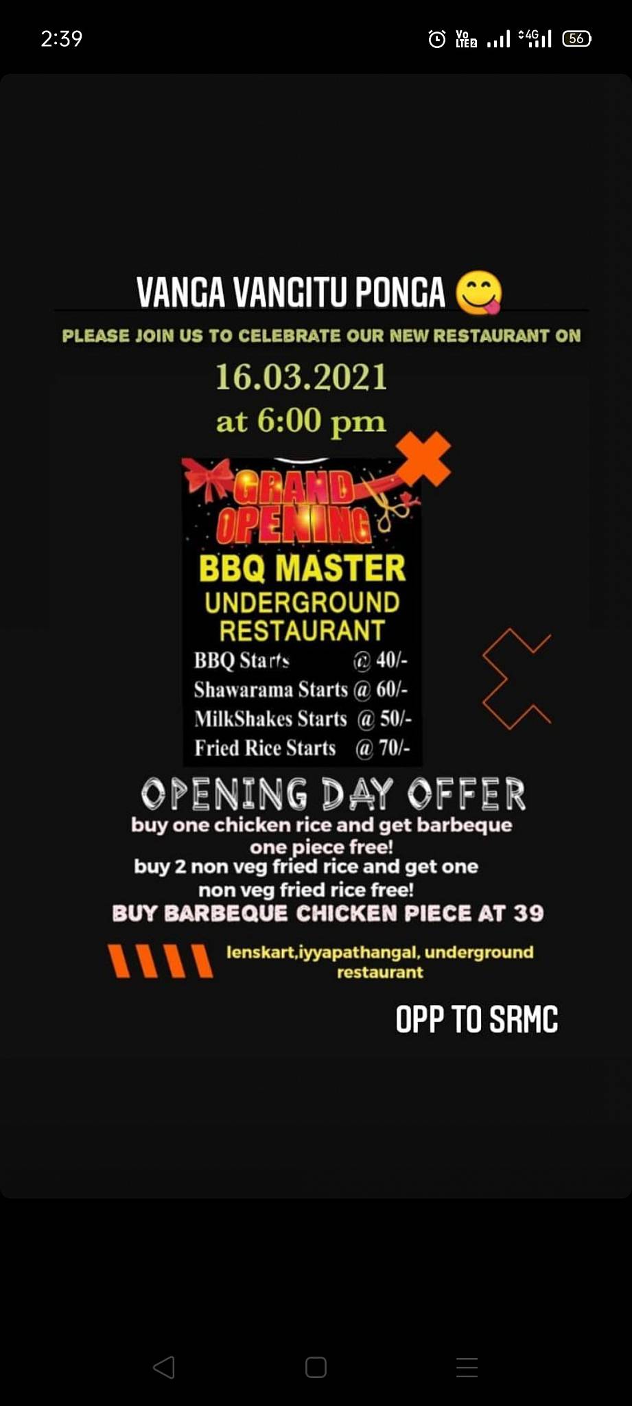 Menu at Bbq master, Chennai, Opp to srmc