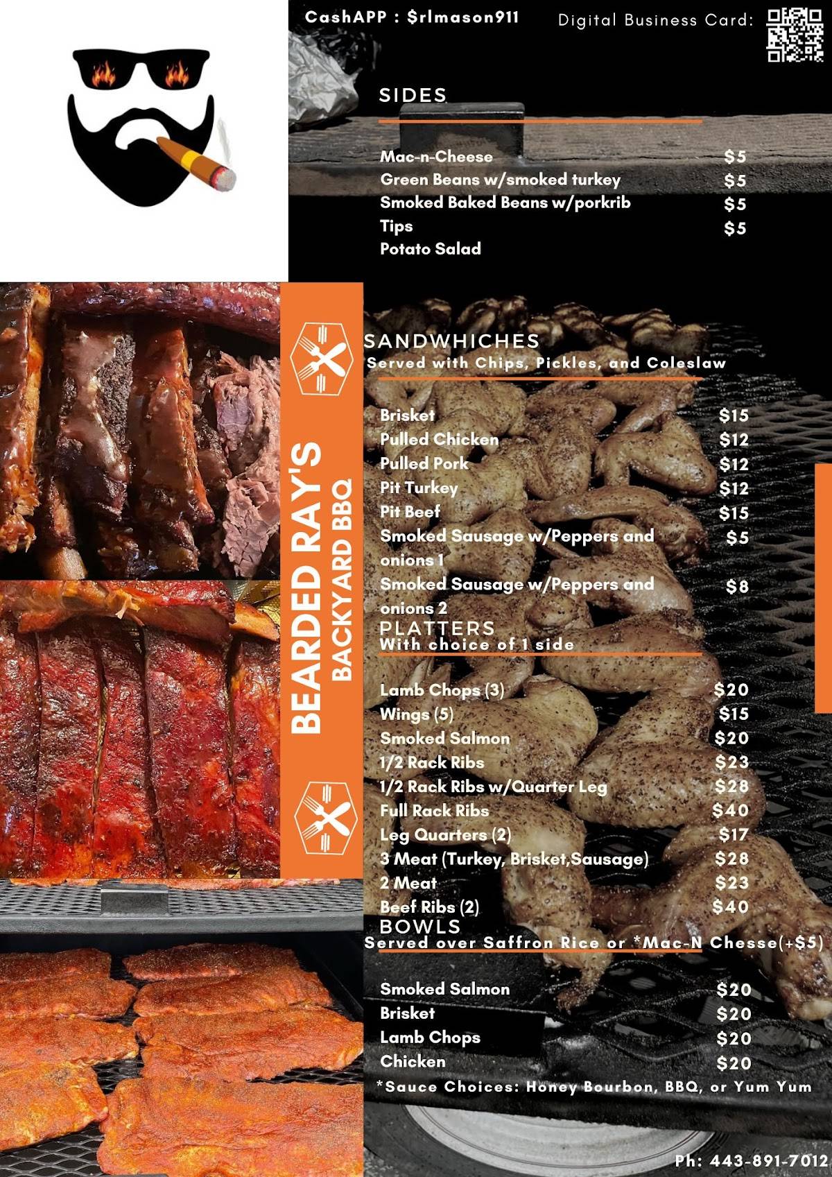 Menu at Bearded Ray's Backyard BBQ, Milford Mill