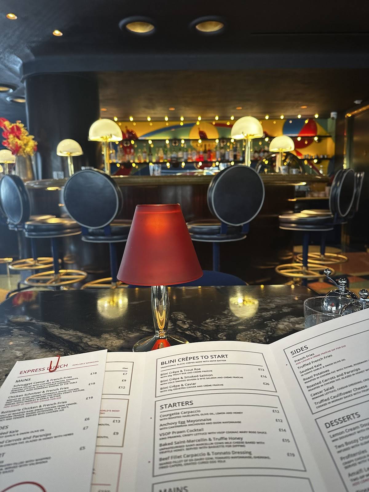 Menu at Bébé Bob restaurant, London