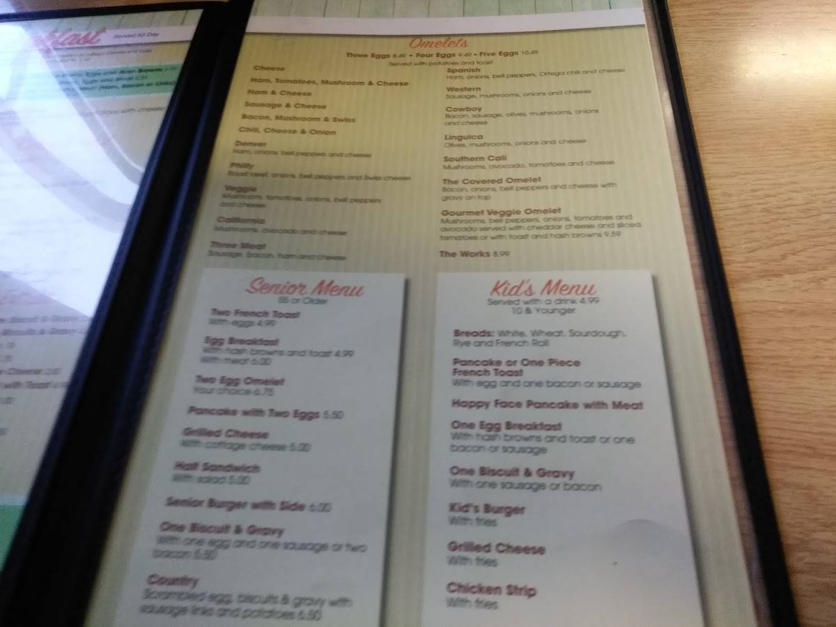 Menu at Becca's Cafe, Anderson