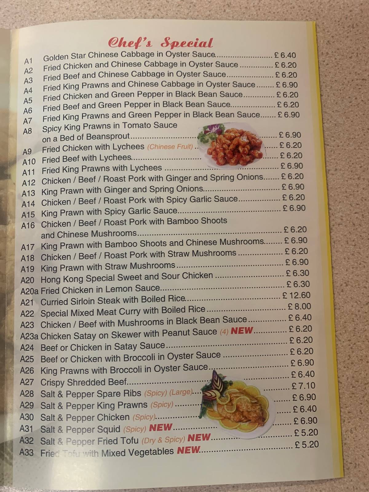 Menu at Golden Star Chinese Take Away fast food, Bedford