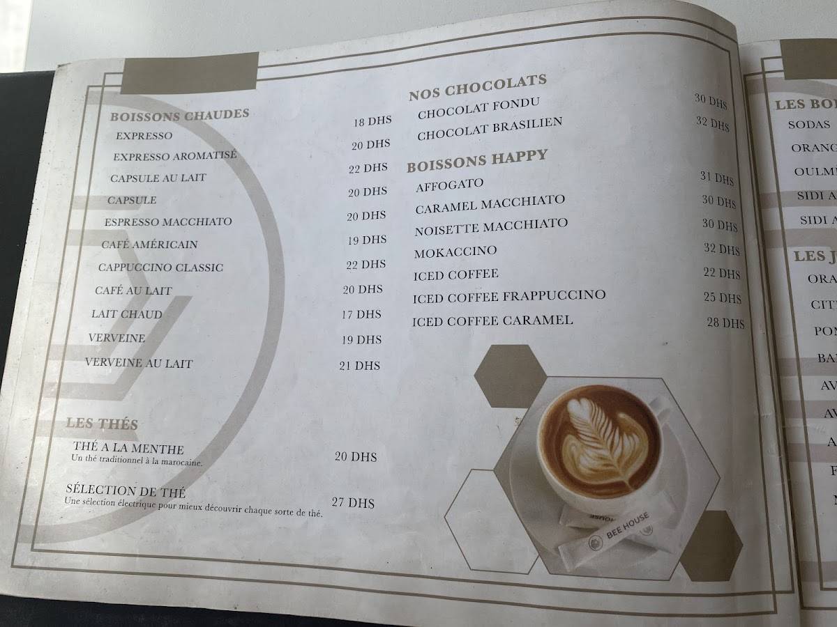 Menu at Bee house restaurant, Casablanca, 692 Bd El Qods