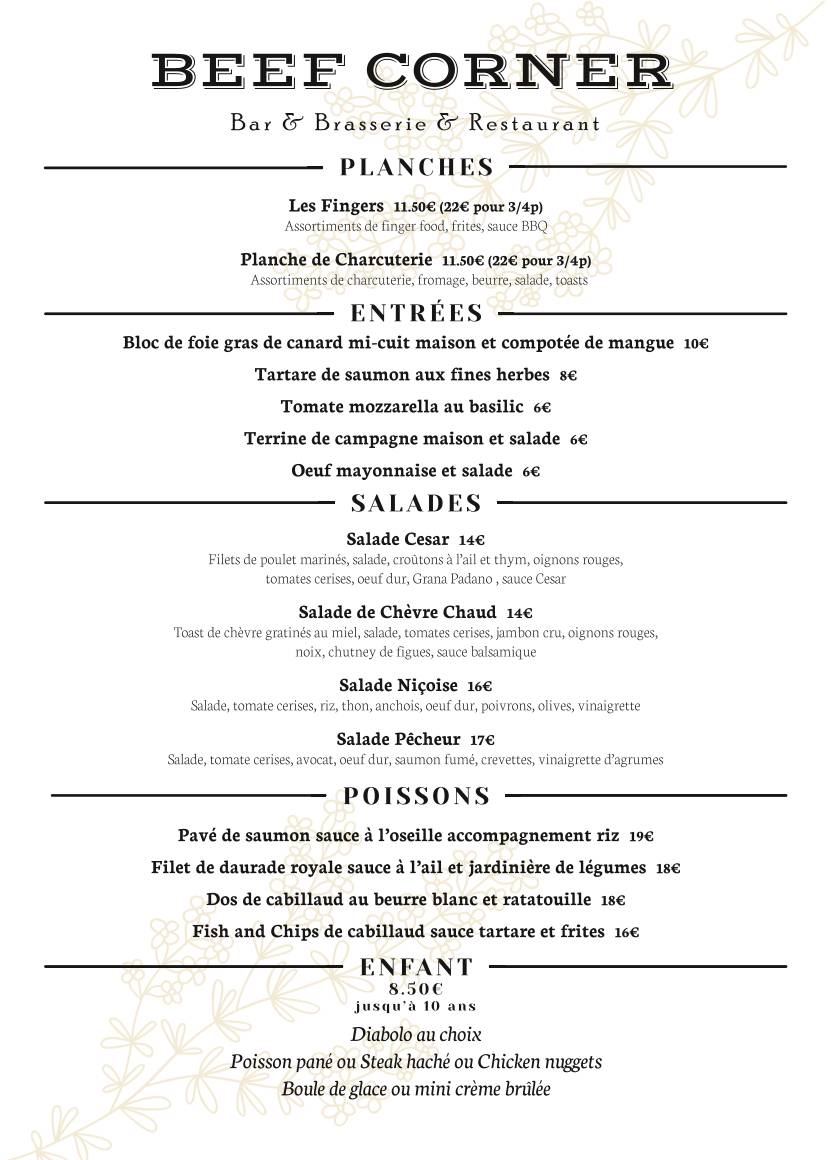 Menu au Beef Corner restaurant, Pont-Sainte-Maxence, Centre Commercial ...