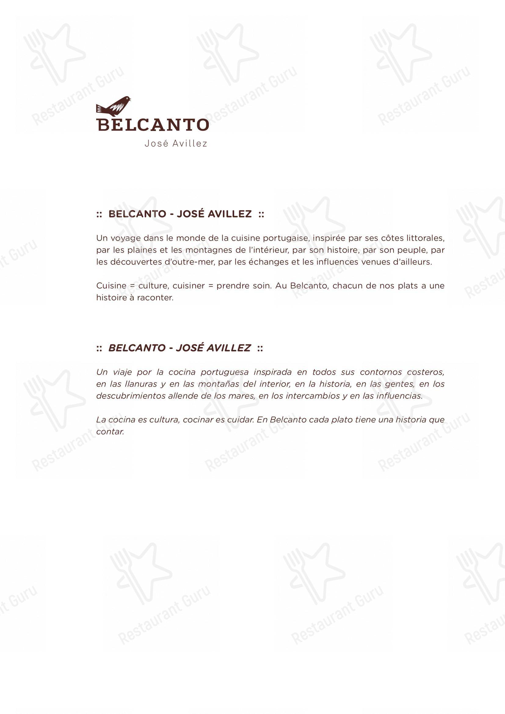 Menu at Belcanto restaurant, Lisbon, R. Serpa Pinto 10A